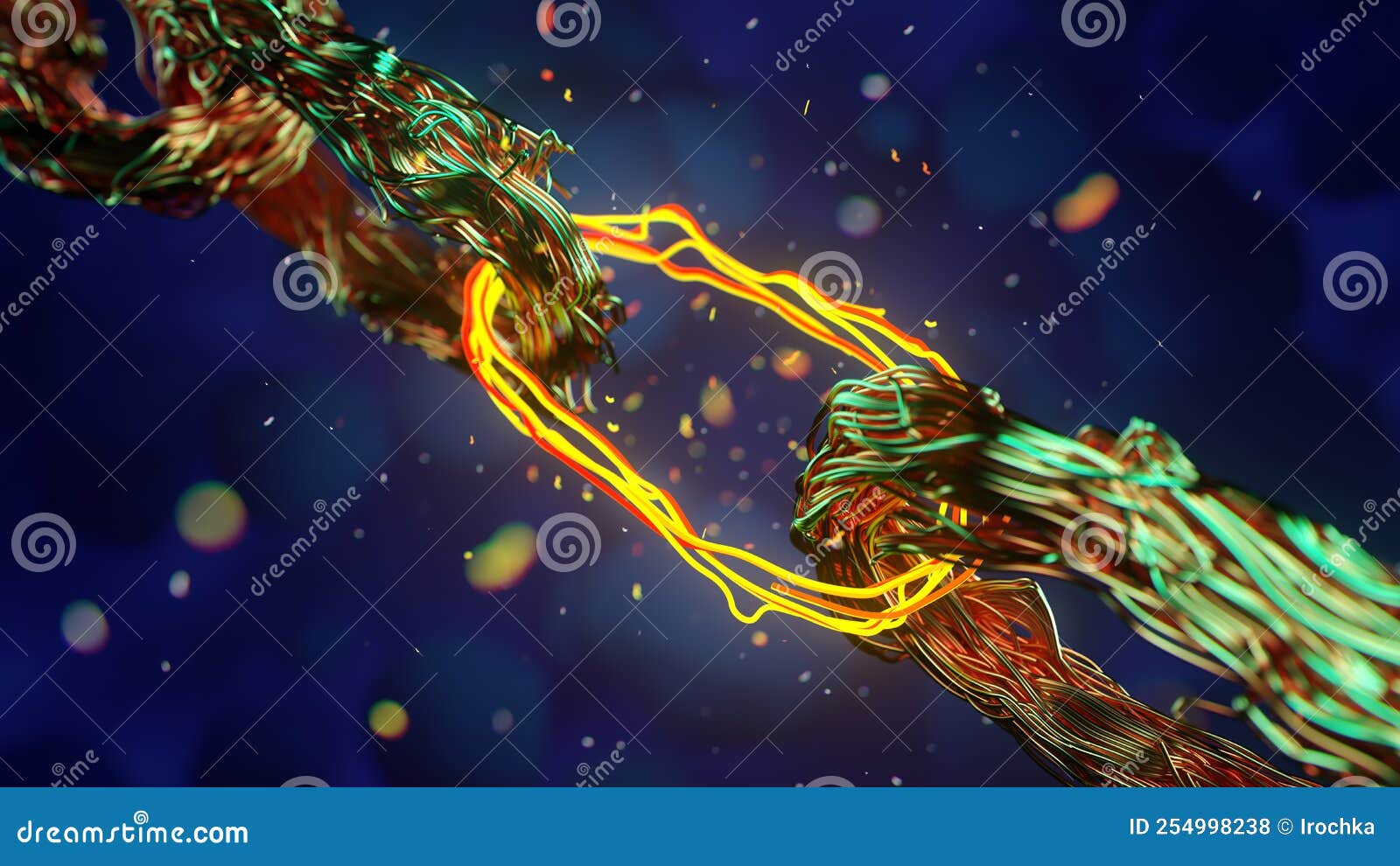 Blockchain Digital Chain, Beautiful Abstract Copper Coil Wiring . 3d ...