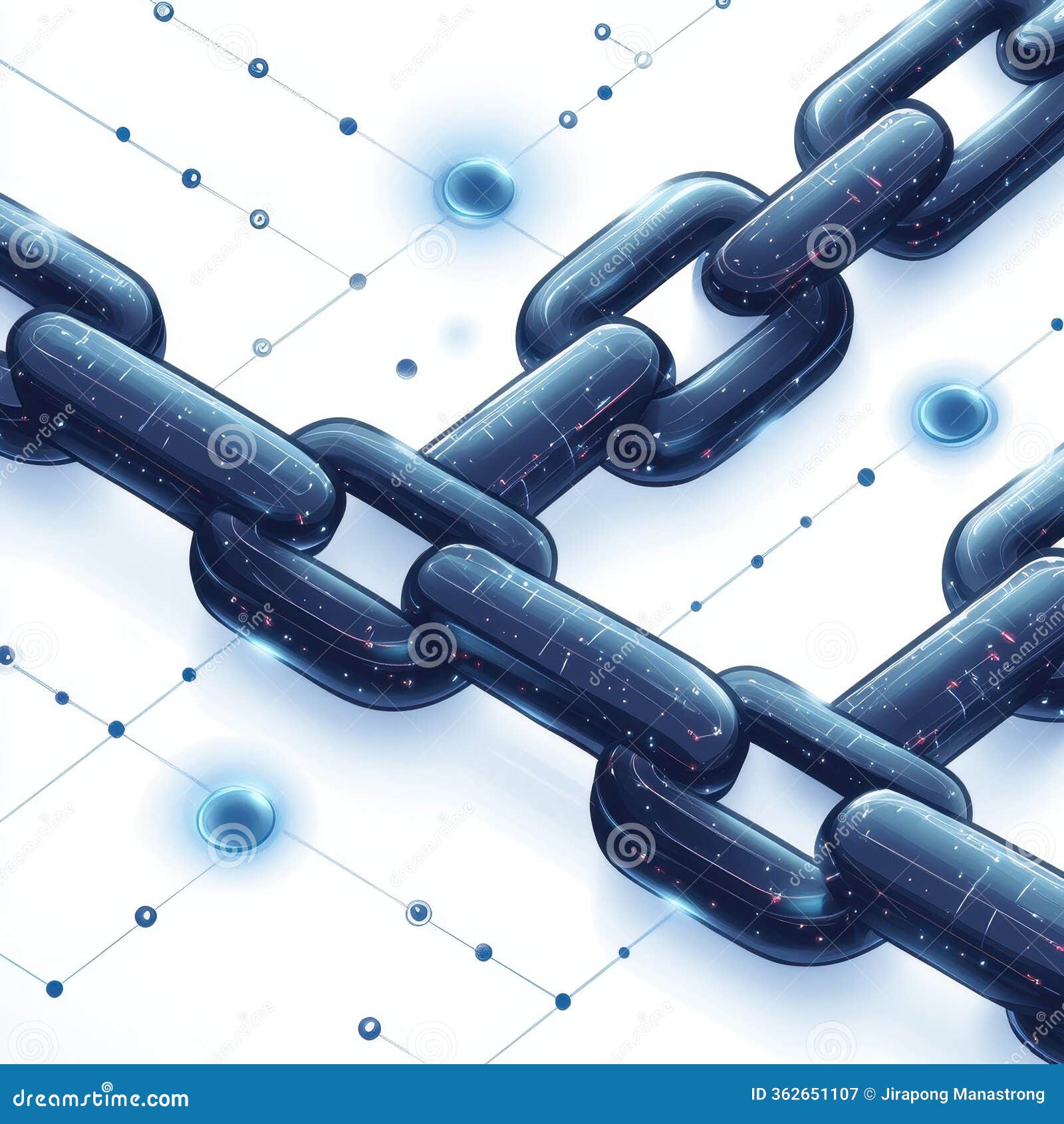 Blockchain-Enhanced Security Concept Featuring Strong Metal Chain Link ...