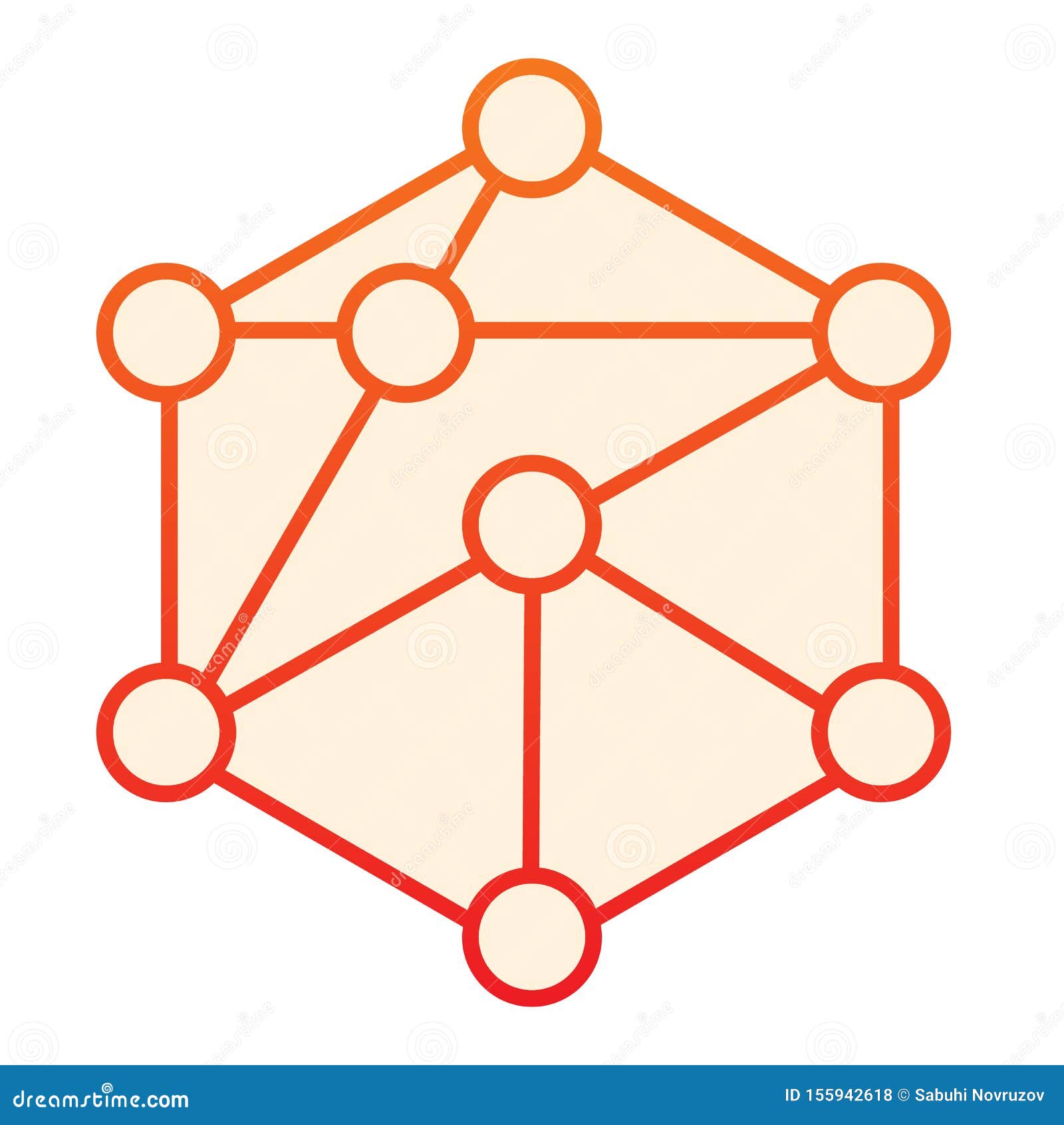 Blockchain Flat Icon. Cube Network Orange Icons in Trendy Flat Style ...