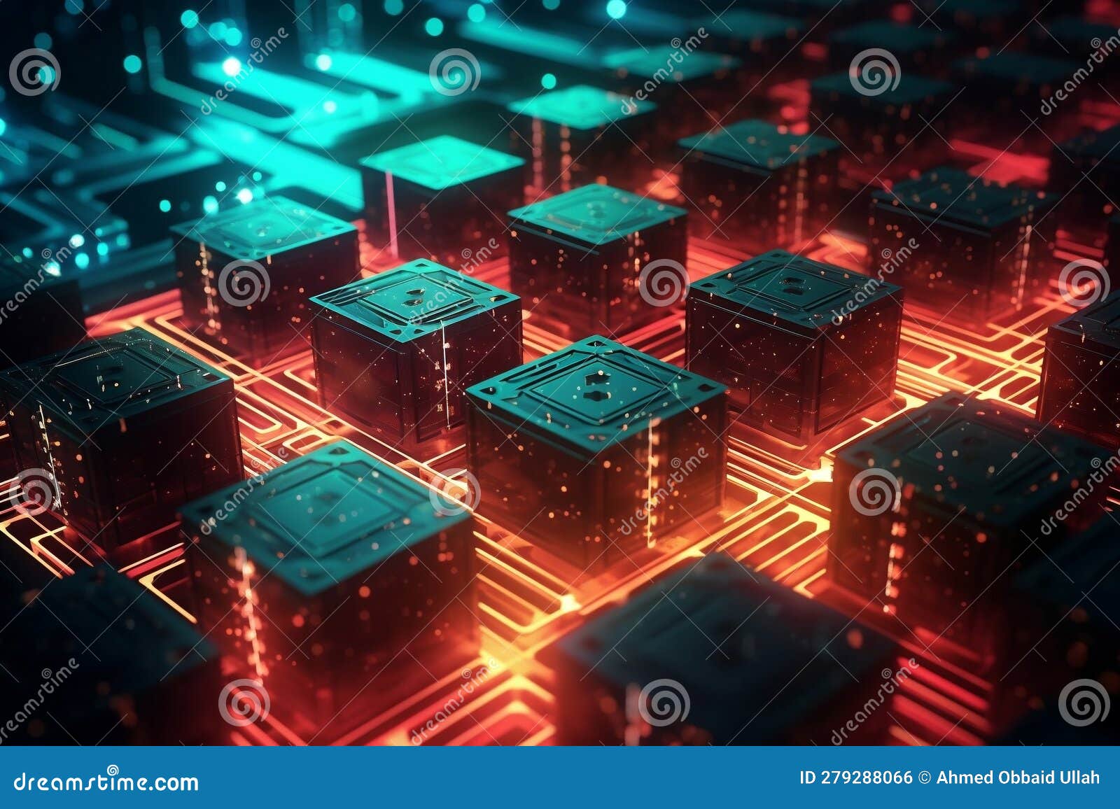 Global Quantum Network Displayed On A Holographic Map, Engaging Blue ...