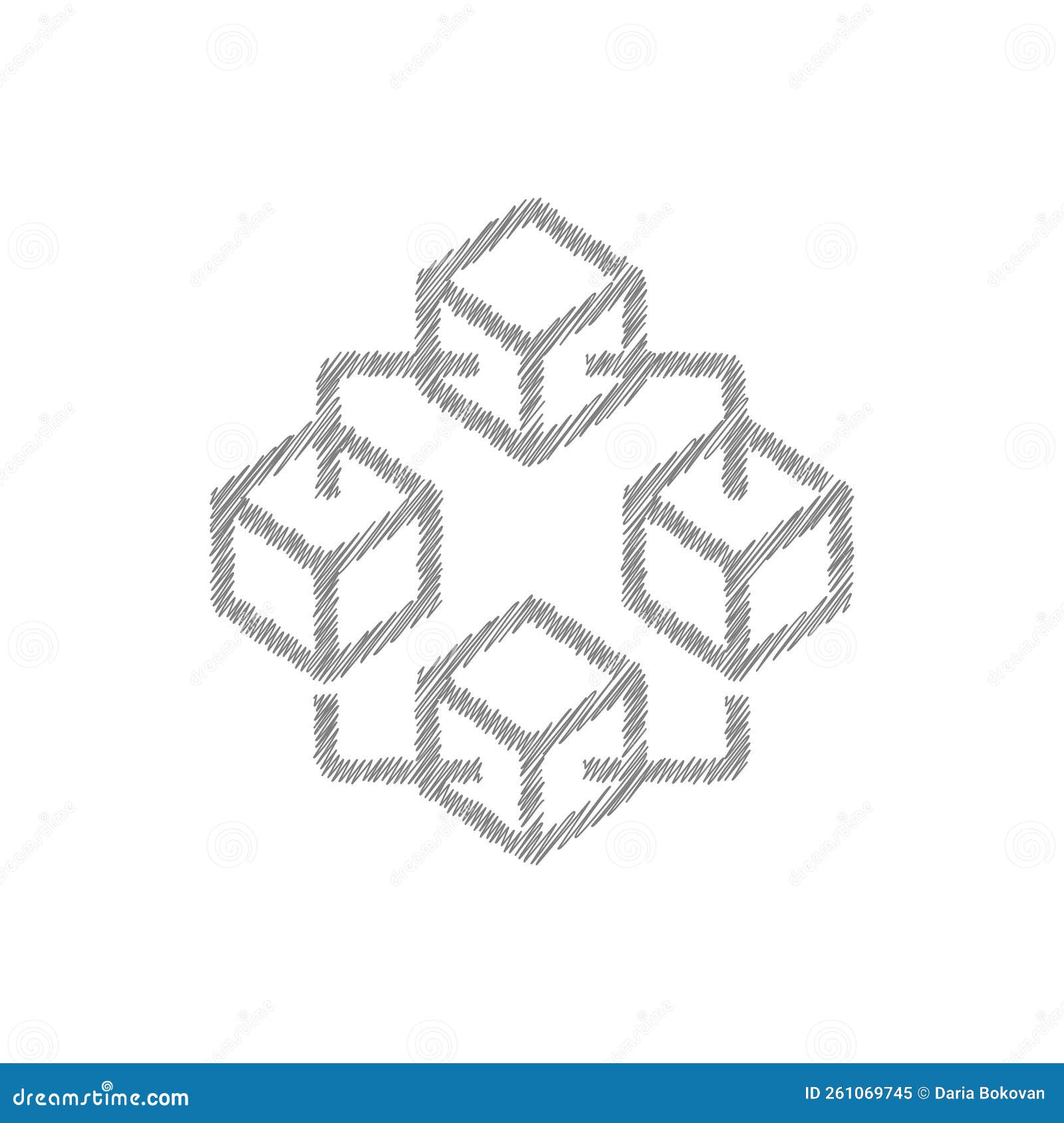 Blockchain Grey Sketch Vector Icon. Cryptocurrency Blocks Vector Stock ...