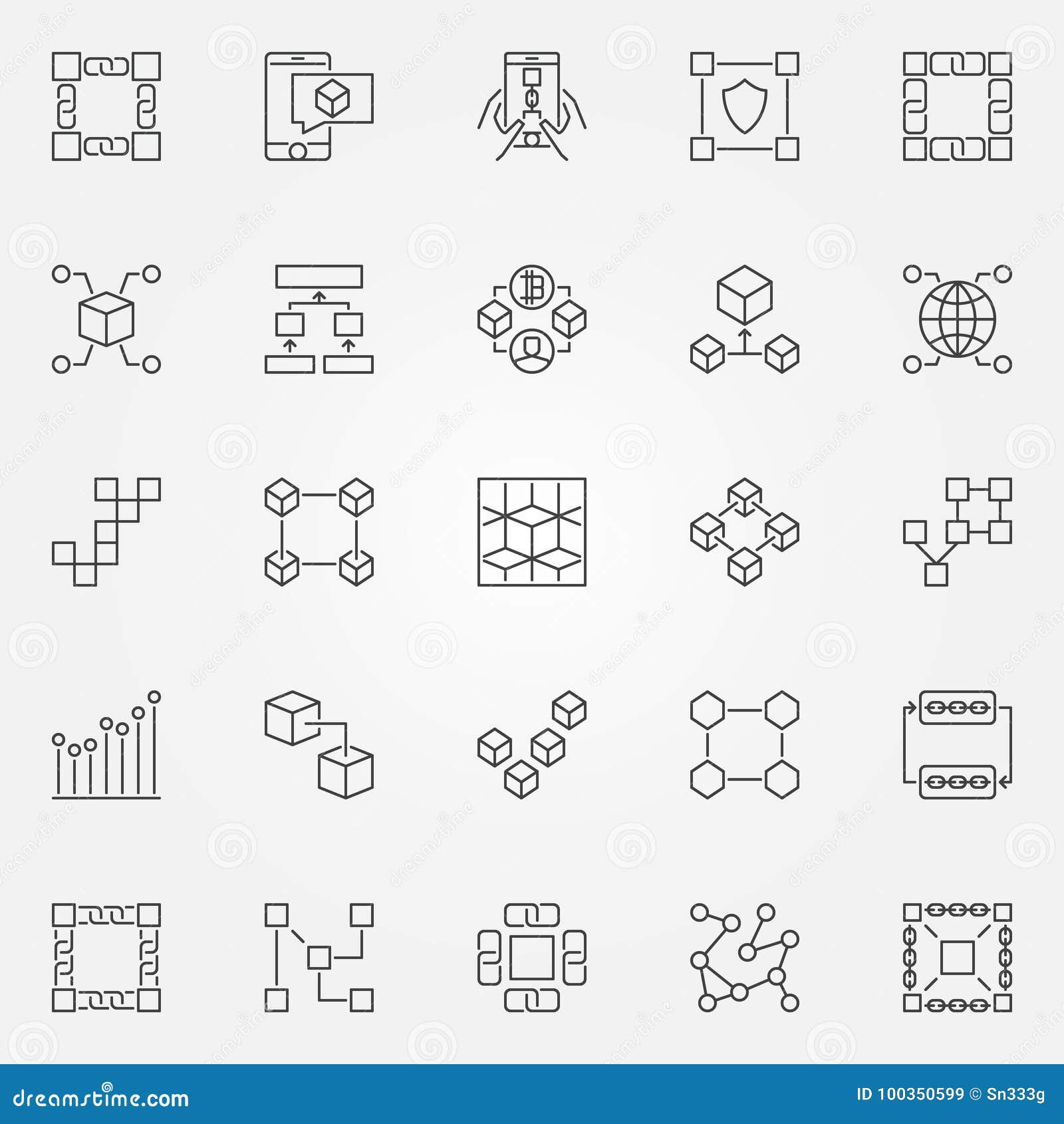 Blockchain Icons Set. Vector Cryptography Block Chain Concept Stock ...