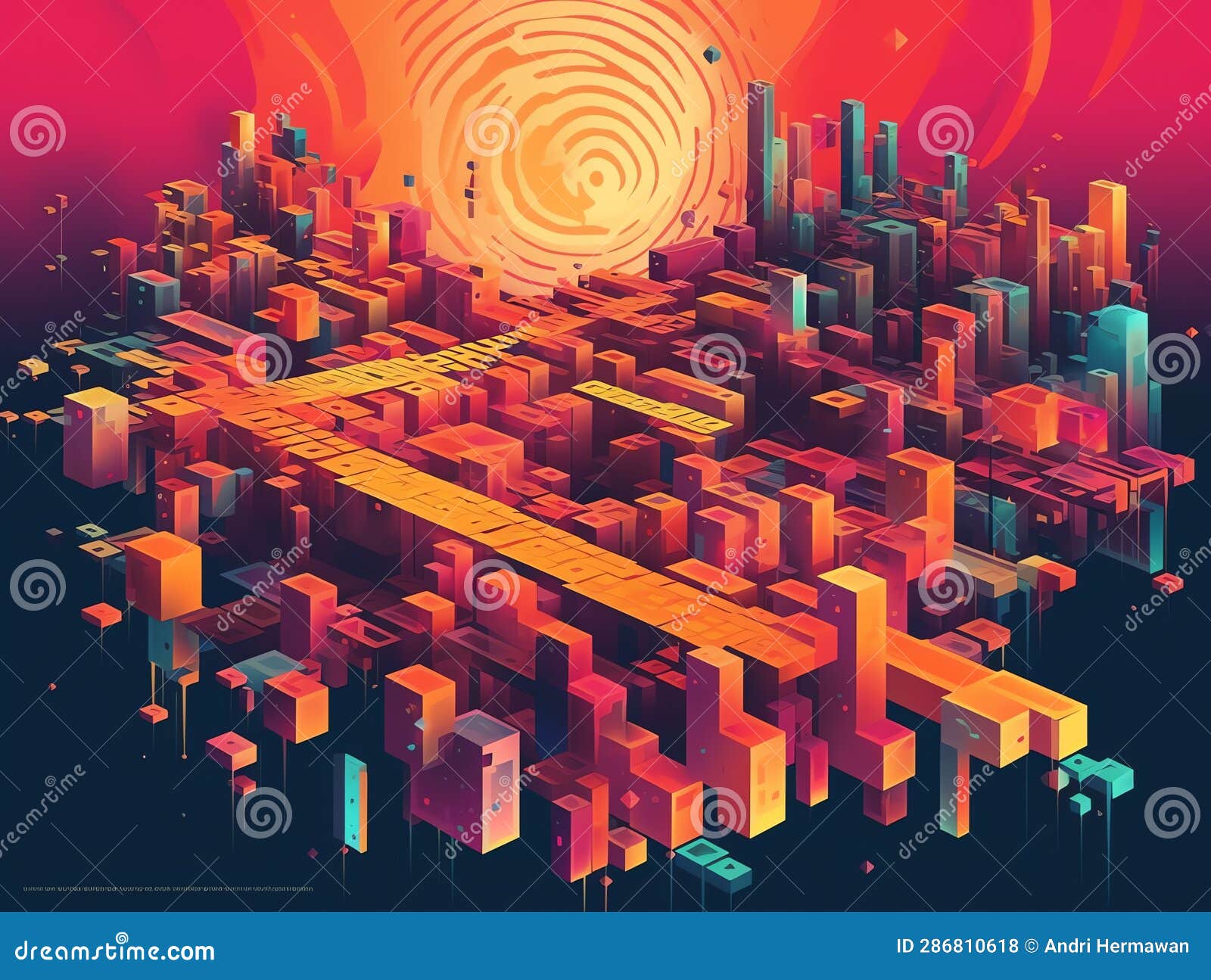 Blockchain Inspired Art Technology Stock Illustration - Illustration of ...