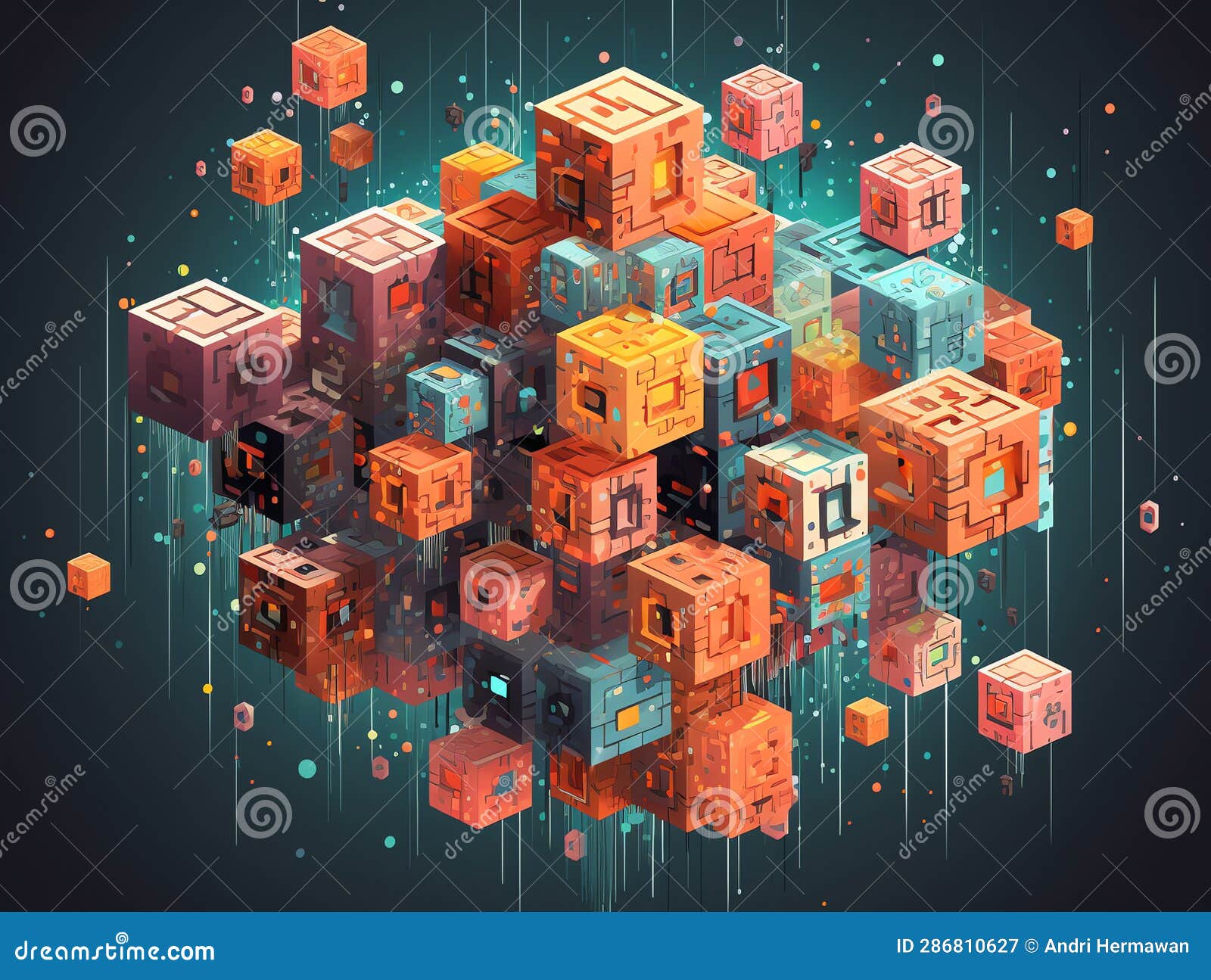 Blockchain Inspired Art Technology Stock Illustration - Illustration of ...