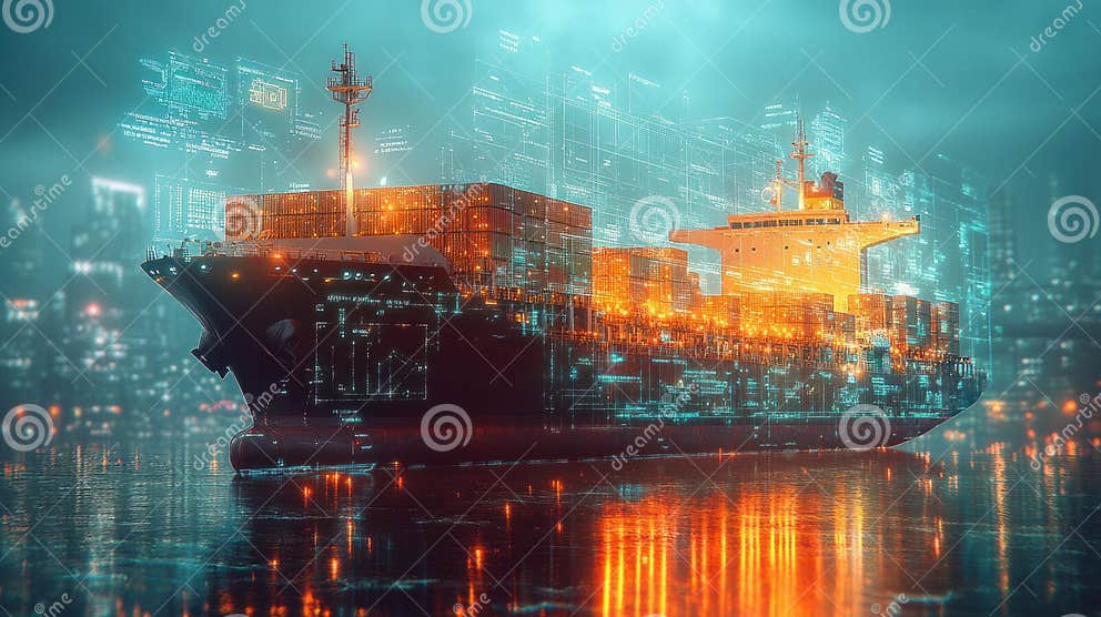 Blockchain Integration Logistic, a Large Cargo Ship Appears As a ...