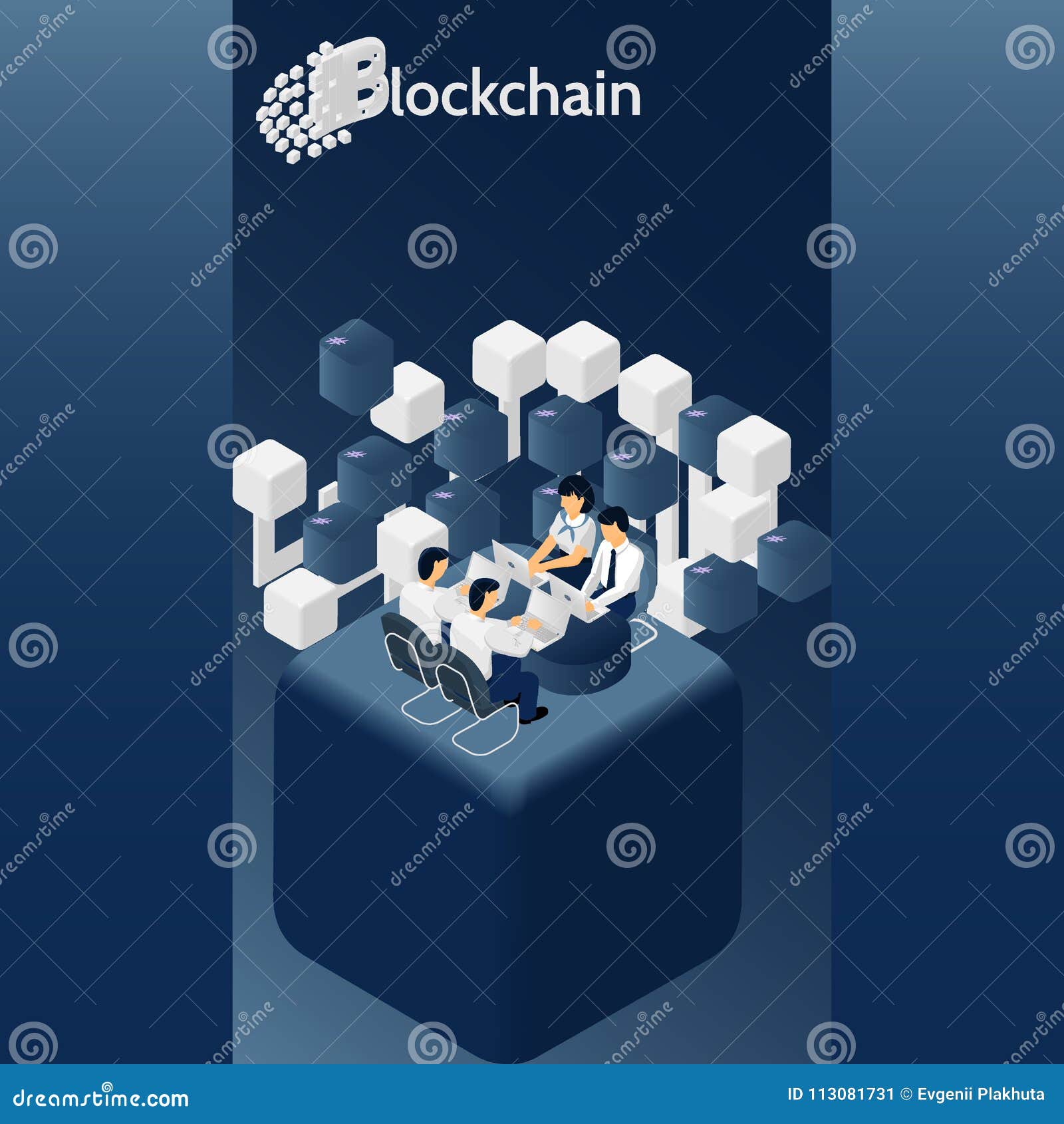 Blockchain Isometric Composition Stock Vector - Illustration of flat ...
