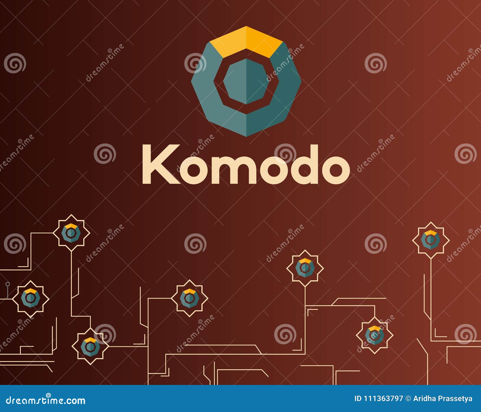 Blockchain Komodo Symbol Digital Payment Background Cartoon Vector ...