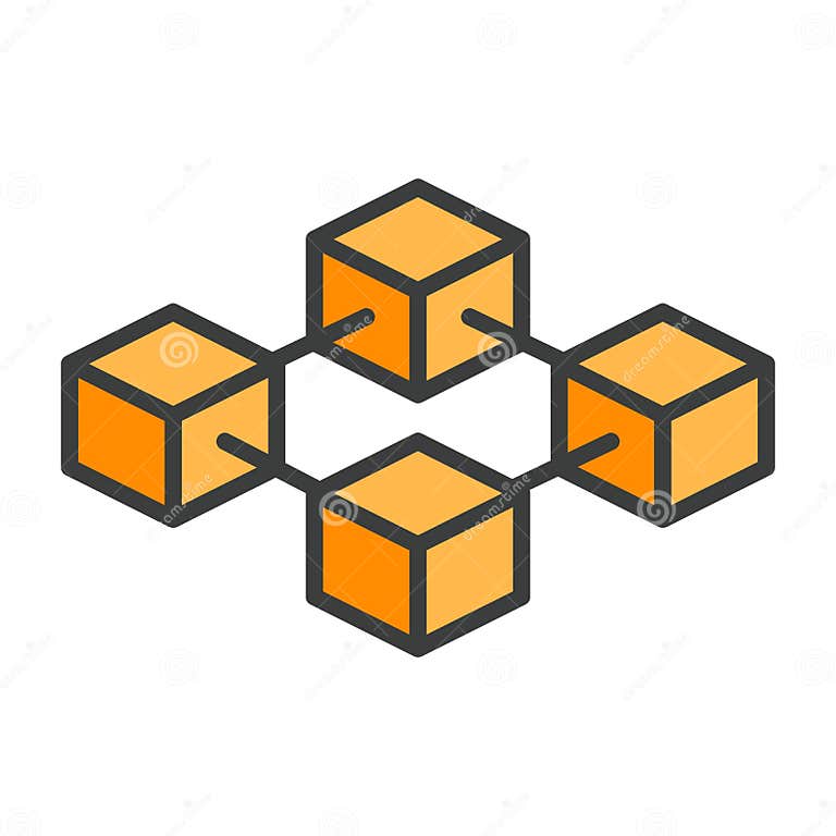 Blockchain Line Icon. Vector Simple Minimal 96x96 Pictogram Stock ...