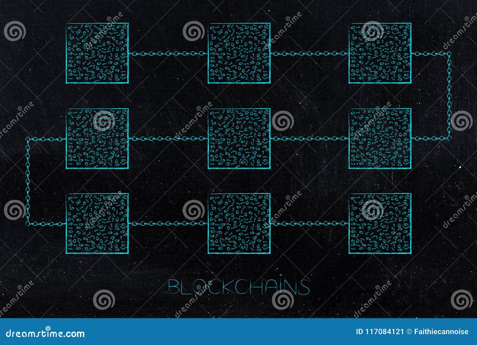 Blockchain Made Of Lines Of Cubes With Binary Code Data Inside A Stock Image Image Of Earn 0743