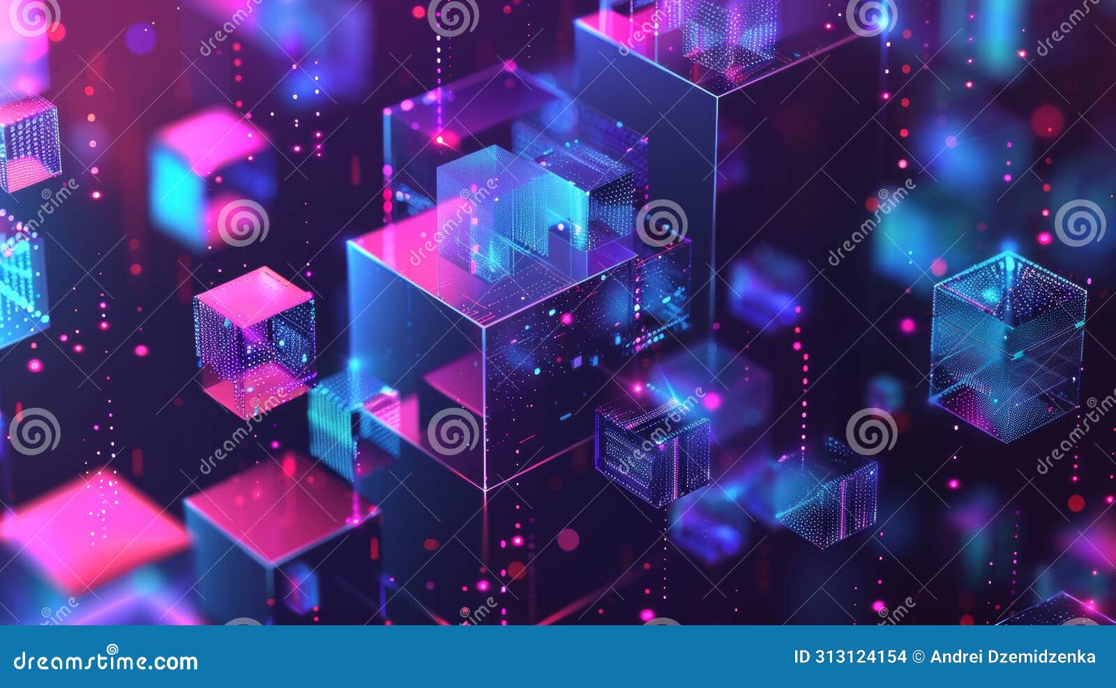 Blockchain Mining Concept Illustration. Abstract Crypto Currency ...