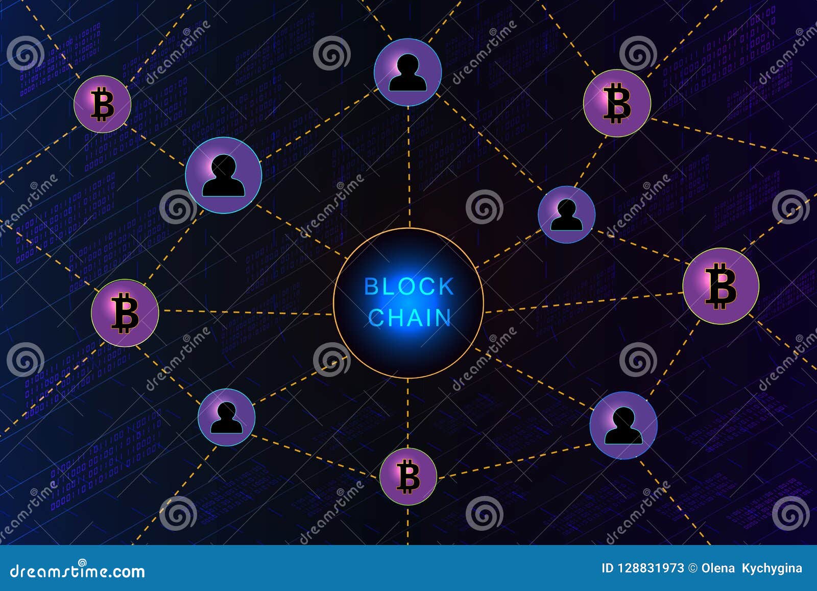 Blockchain Network Banner . Circle Blocks Connection with Each Other ...