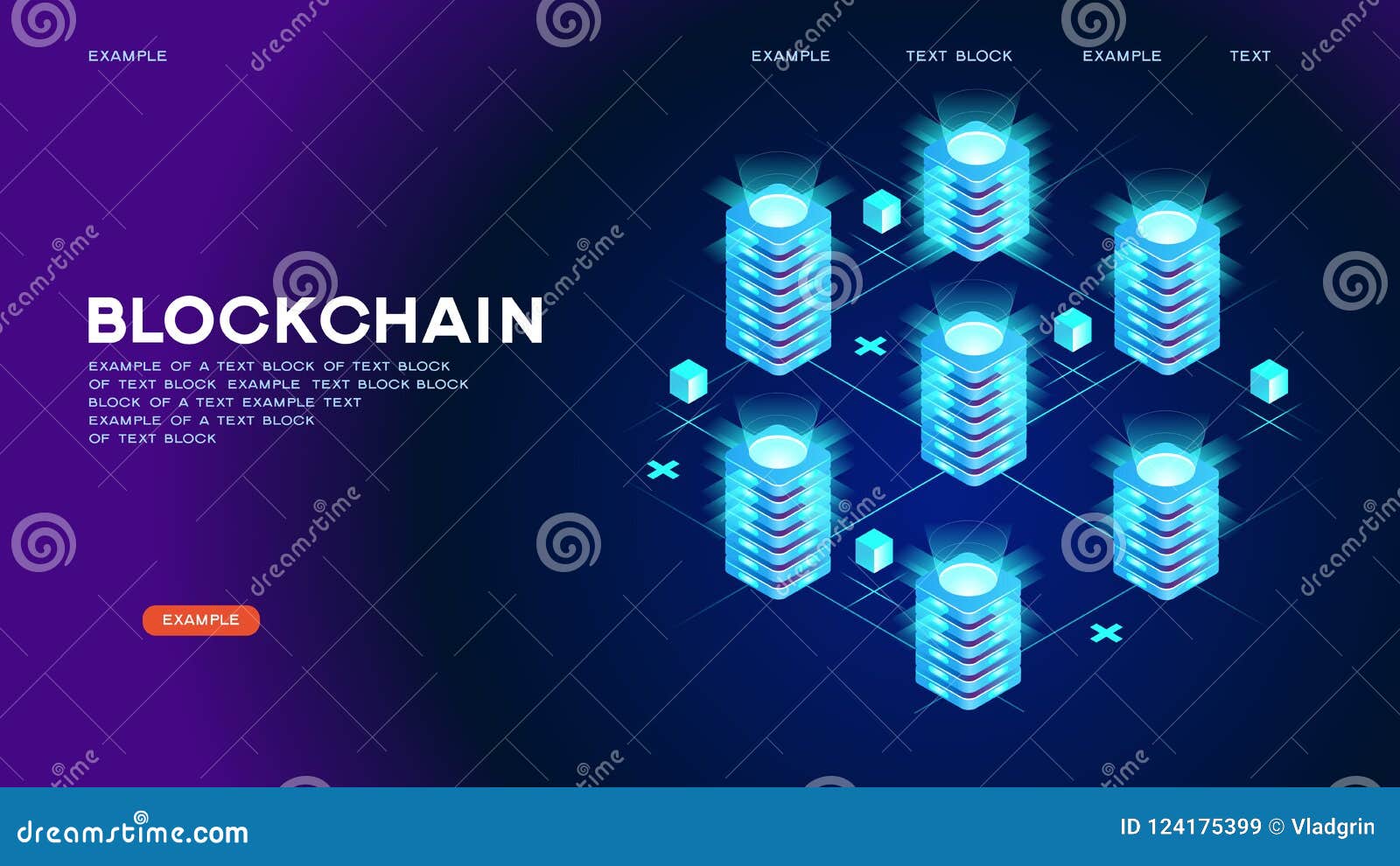 Abstract Blockchain Isometric Concept Banner Stock Vector - Illustration of extraction, connect ...