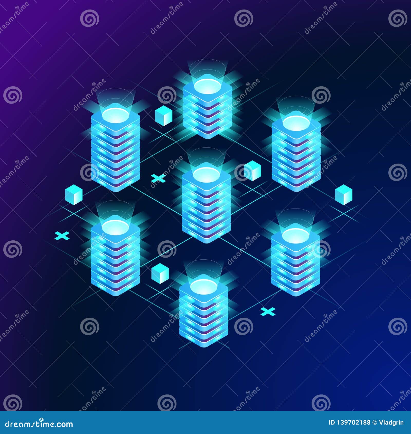 Abstract Blockchain Isometric Concept Banner Stock Illustration ...