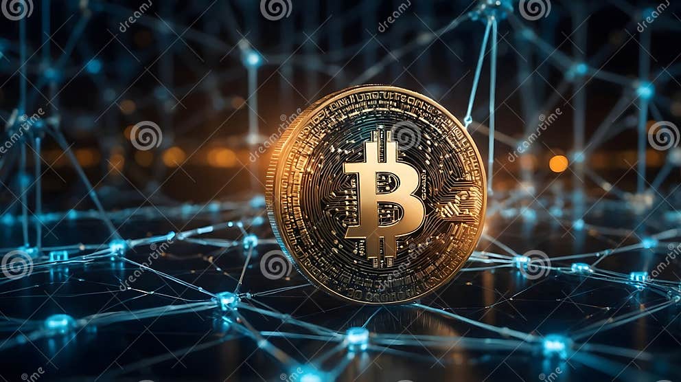 Blockchain Network and Decentralized Structure with Glowing Virtual ...