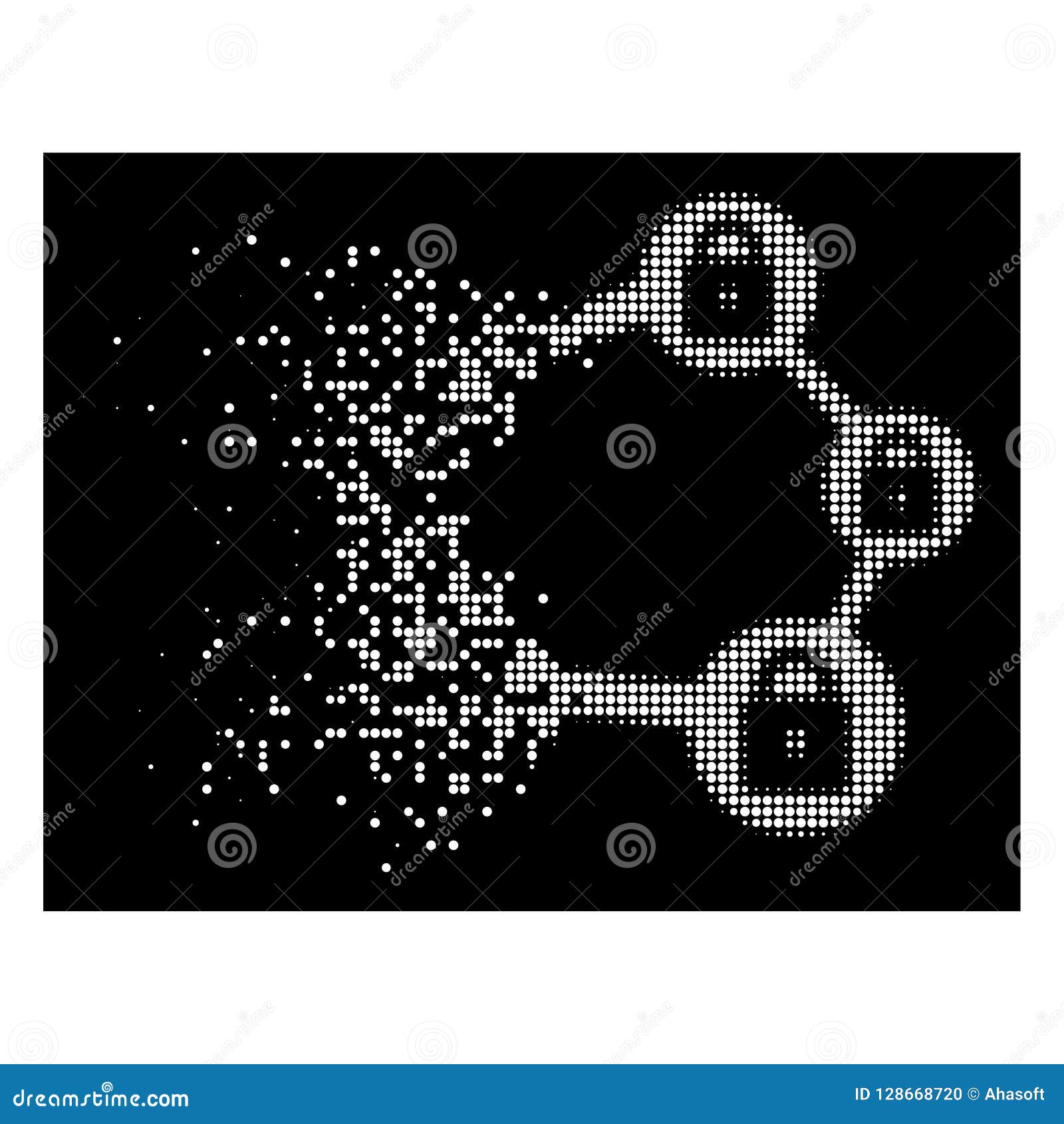 White Dispersed Dotted Halftone Blockchain Network Icon Stock Vector ...