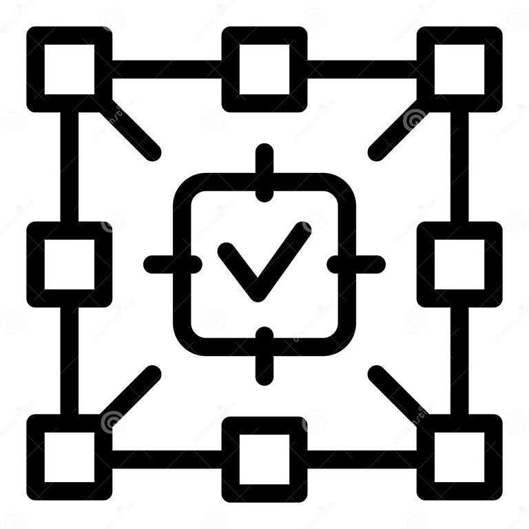 Blockchain Network Showing Validation with Check Mark Icon Stock Vector ...