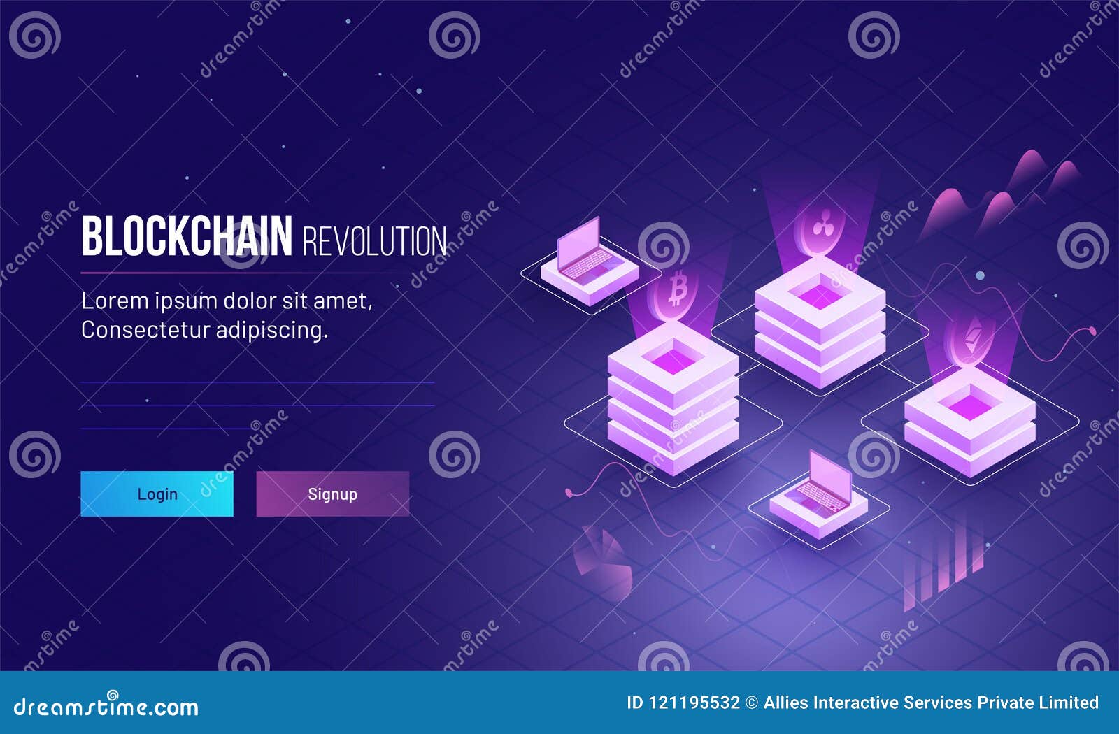 Blockchain Revolution or Cryptocurrency Based Isometric View of Stock ...