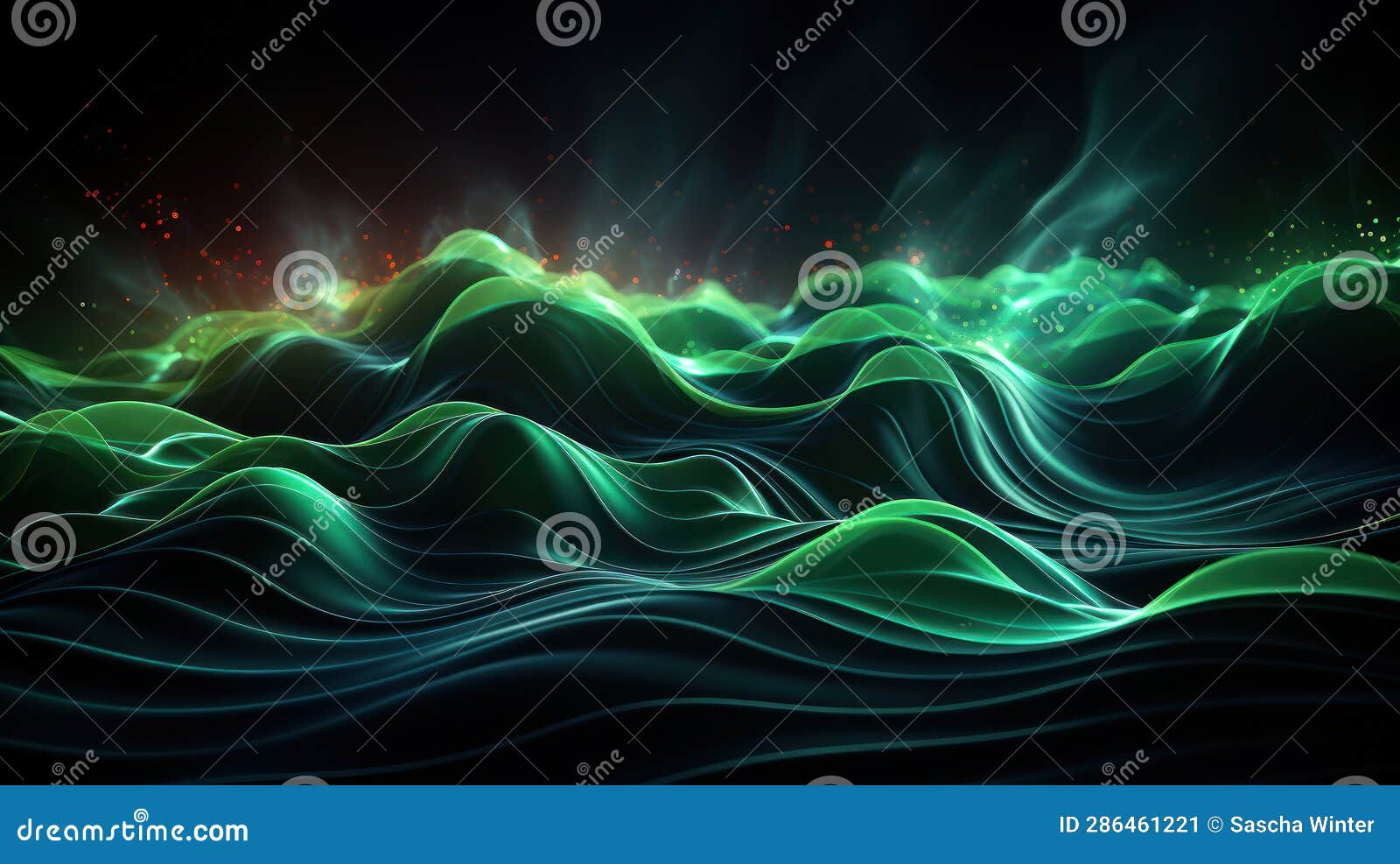 Blockchain Ripples: a Futuristic Green Abstract Background Stock ...