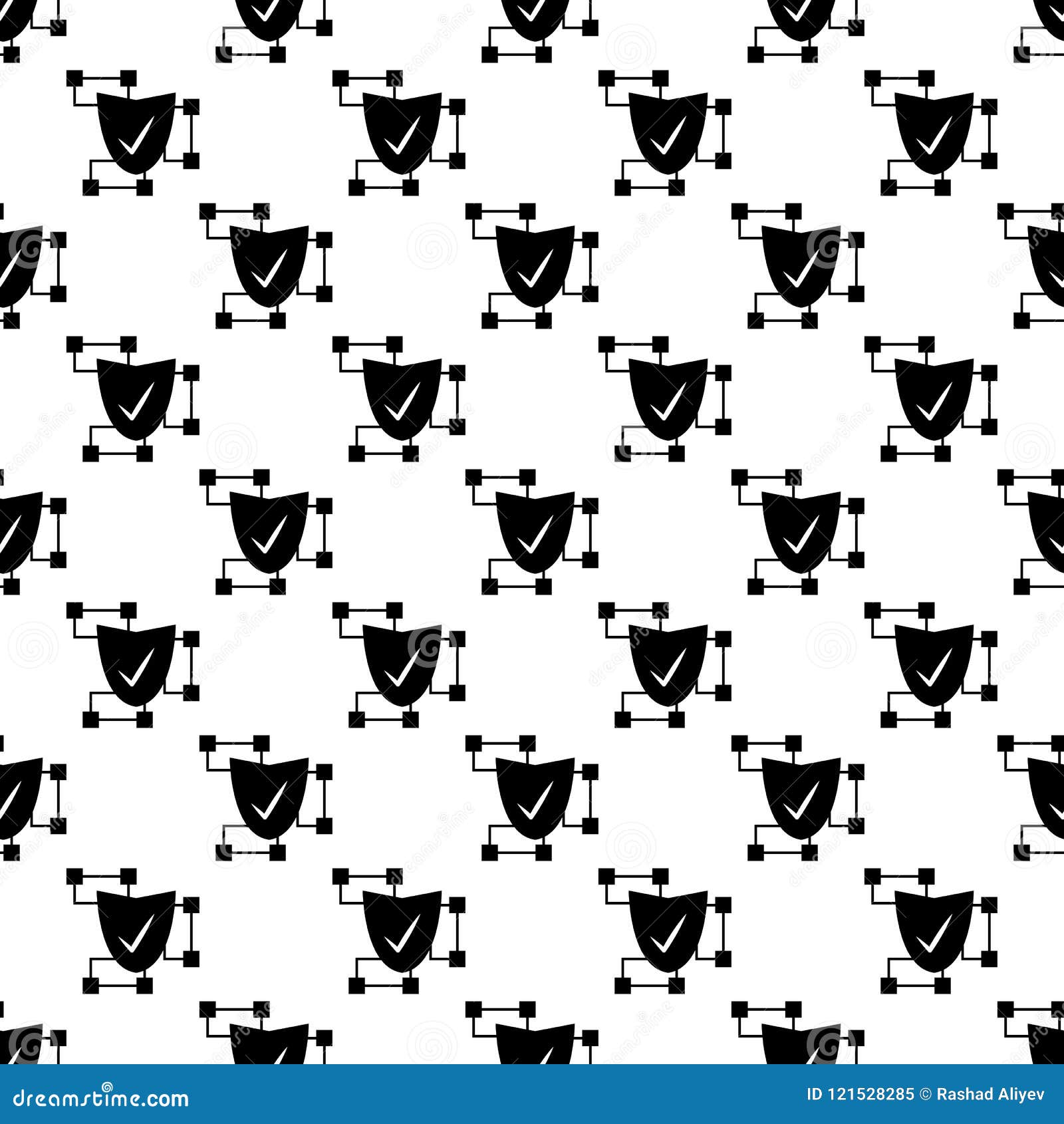 Blockchain Shield Icon in Pattern Style Stock Illustration ...