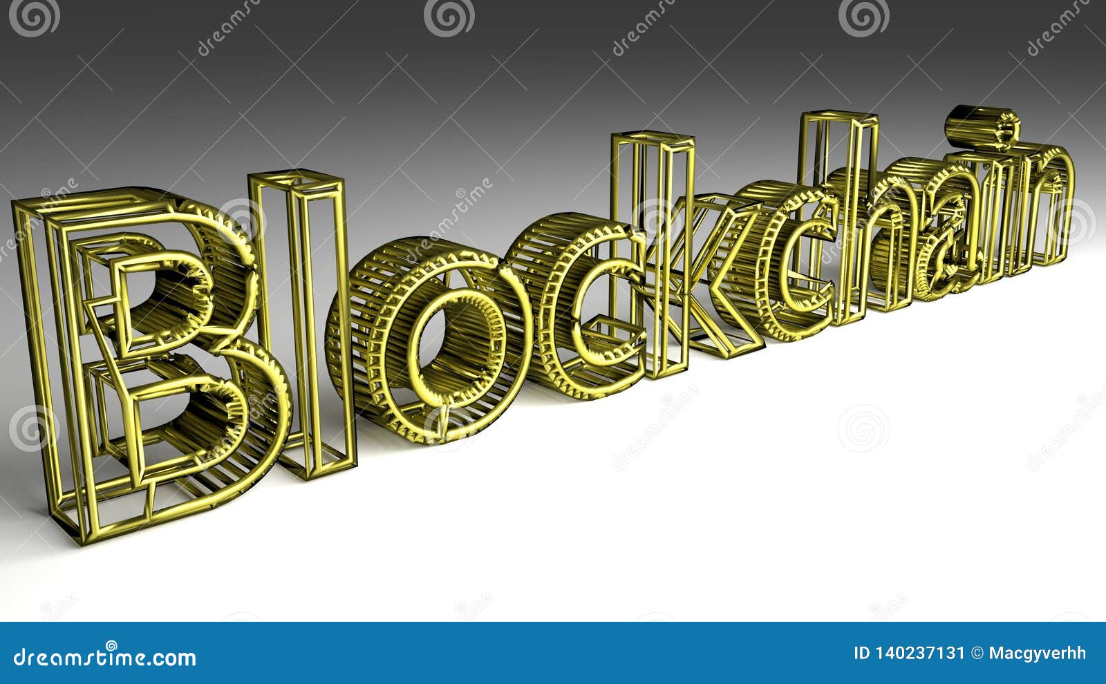 Blockchain Sign in Gold and Glossy Letters Stock Illustration ...