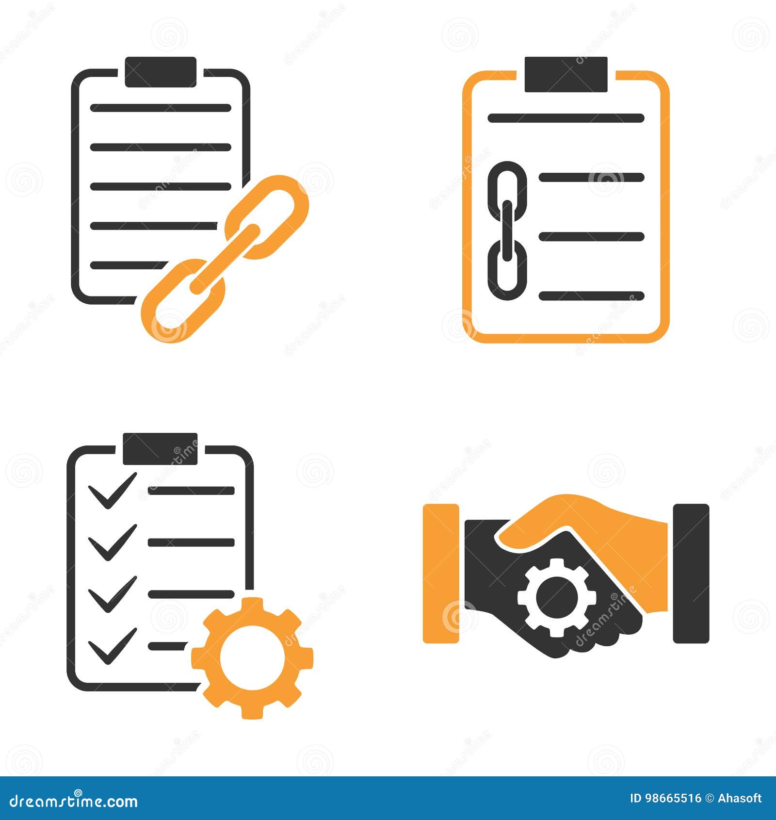 Blockchain Smart Contract Vector Icon Set Stock Vector - Illustration ...