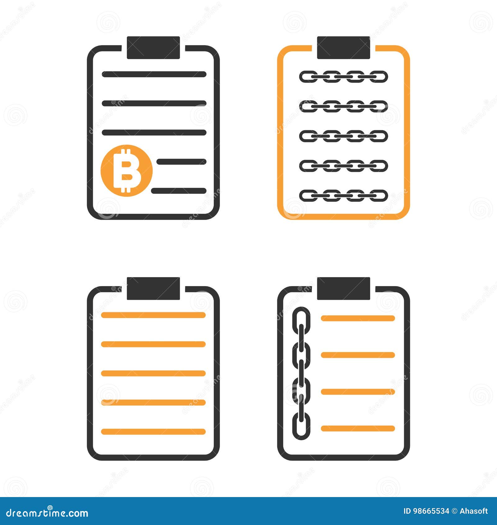 Blockchain Smart Contract Vector Icon Set Stock Vector - Illustration ...
