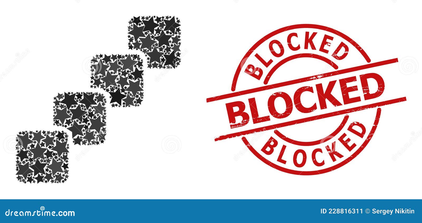 Blockchain Star Mosaic and Blocked Distress Seal Stamp Stock Vector ...