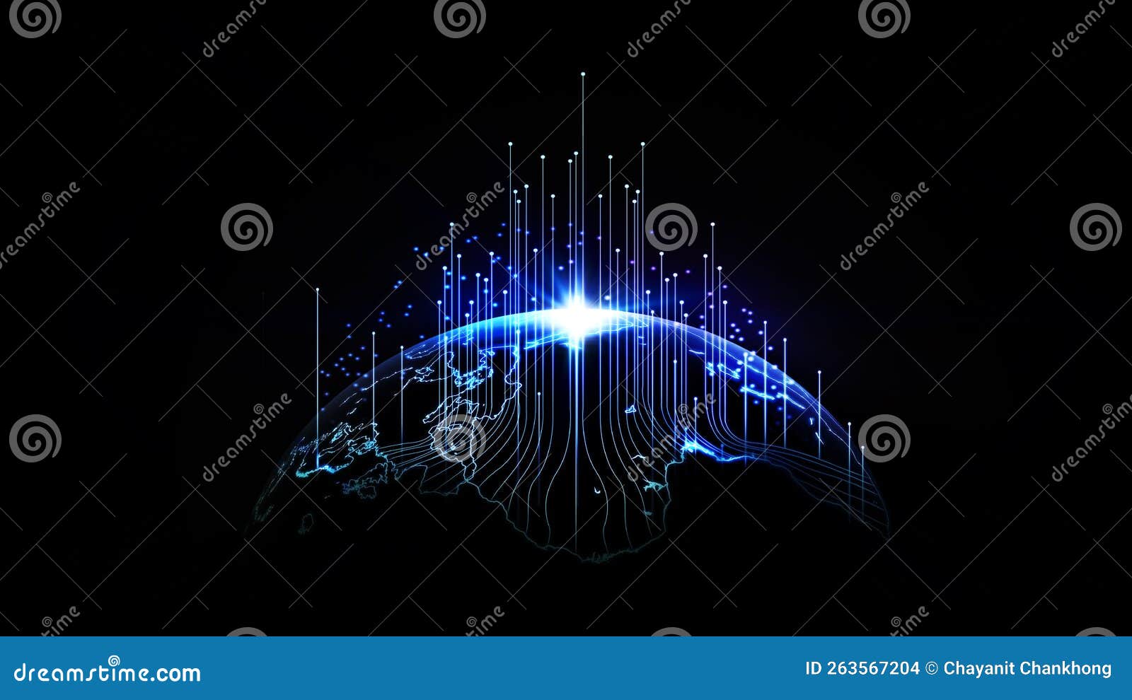 Futuristic Blue Digital Matrix Cyber. Stock Illustration - Illustration ...