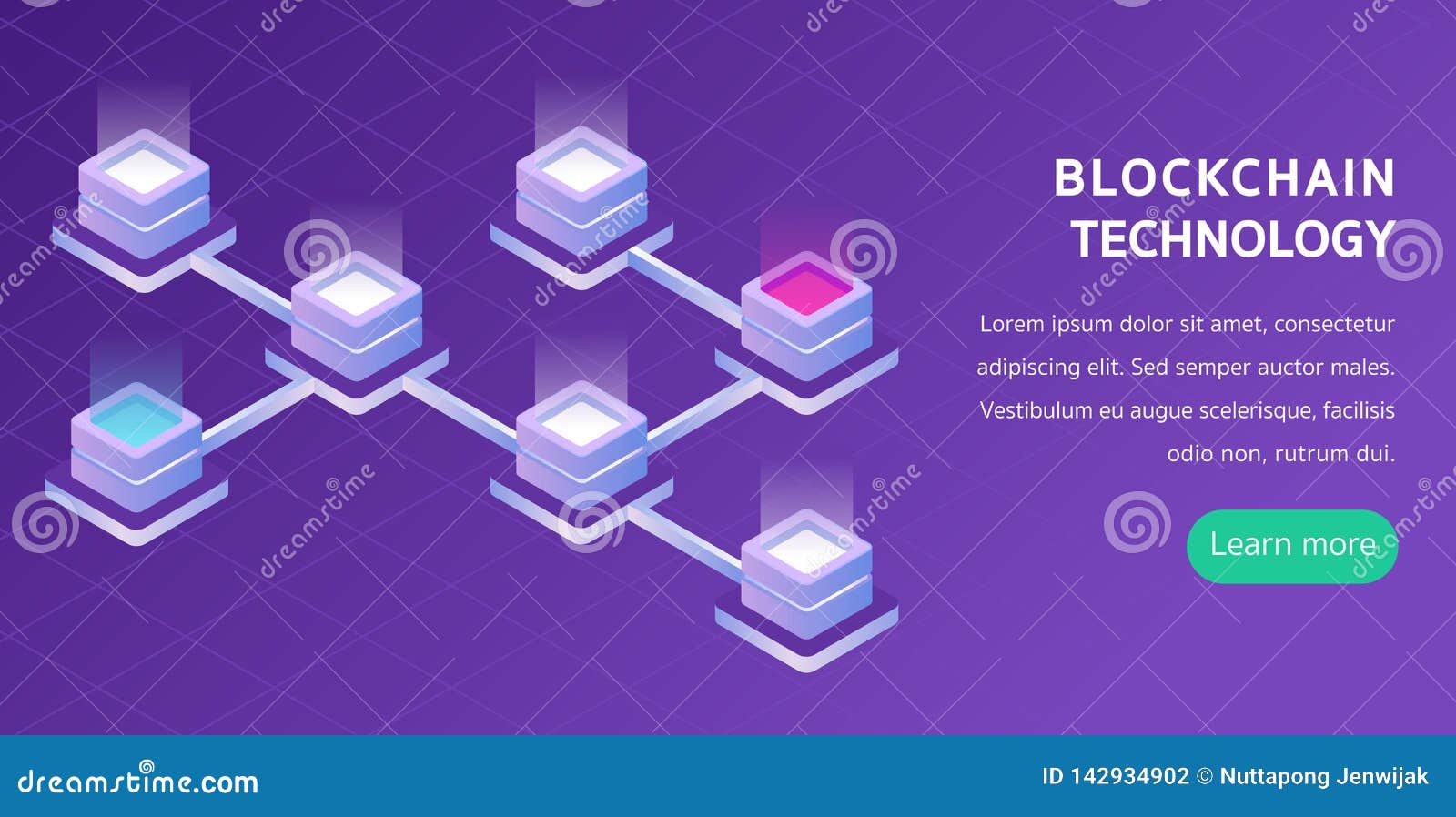 Blockchain Technology Banner Stock Vector - Illustration of business ...