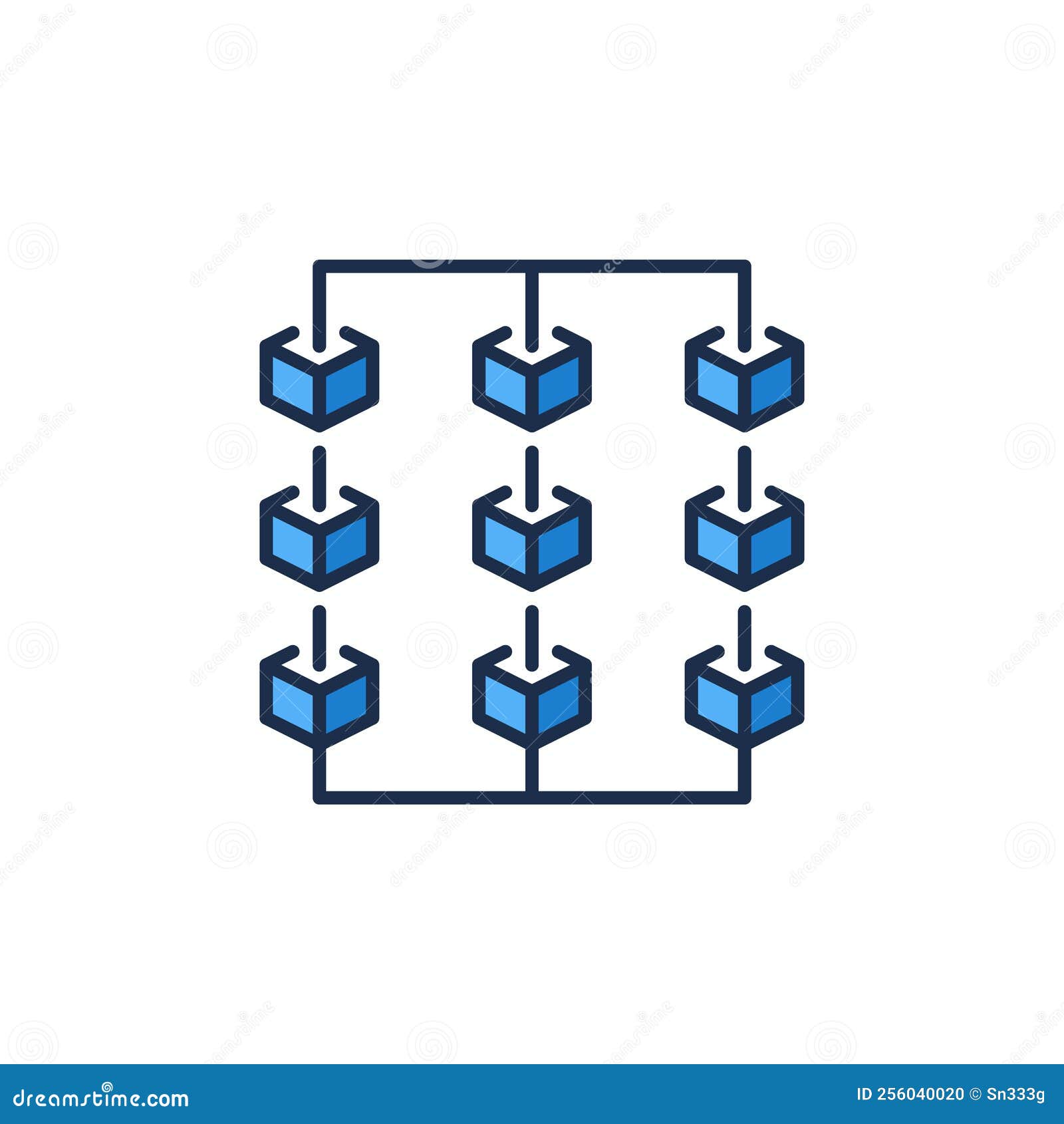 Blockchain Technology with 9 Blocks Vector Concept Blue Icon Stock ...