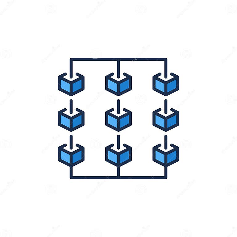 Blockchain Technology with 9 Blocks Vector Concept Blue Icon Stock ...