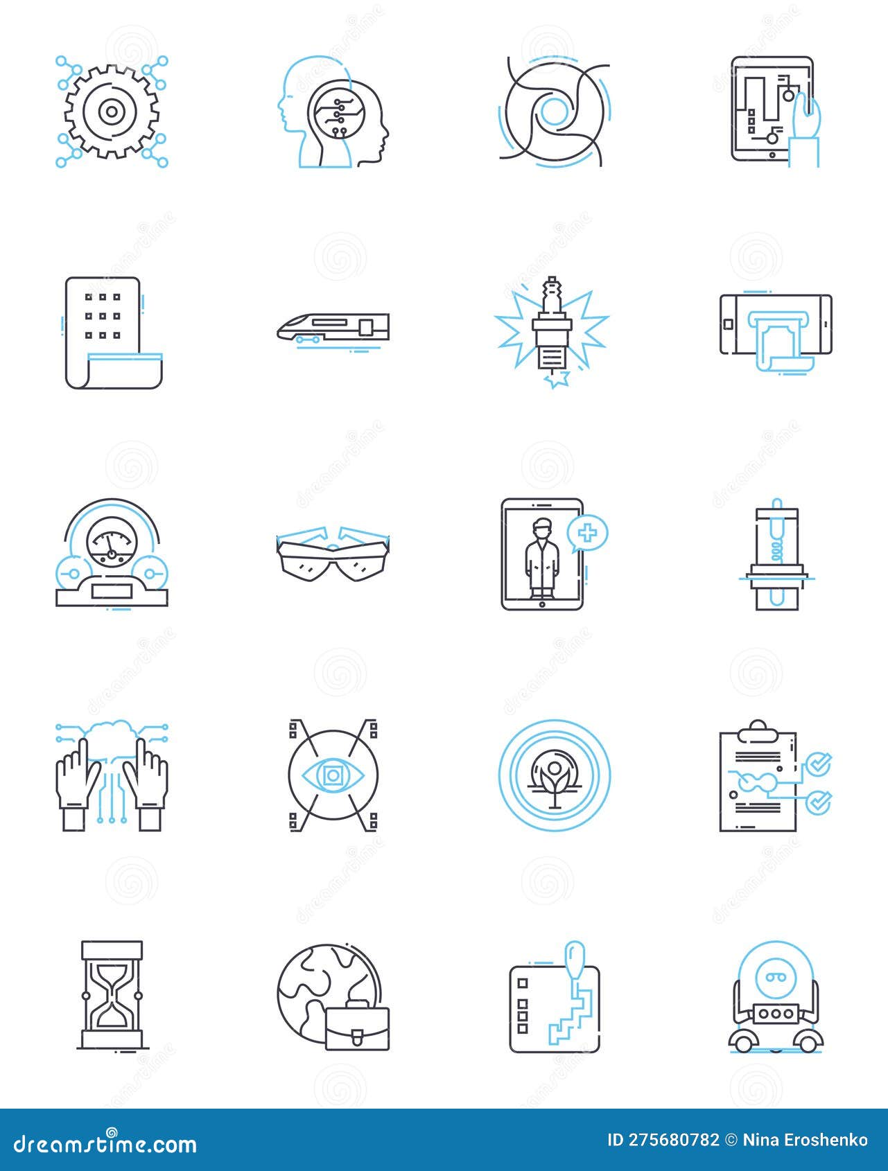 Blockchain Technology - BlockTech Linear Icons Set. Decentralization ...
