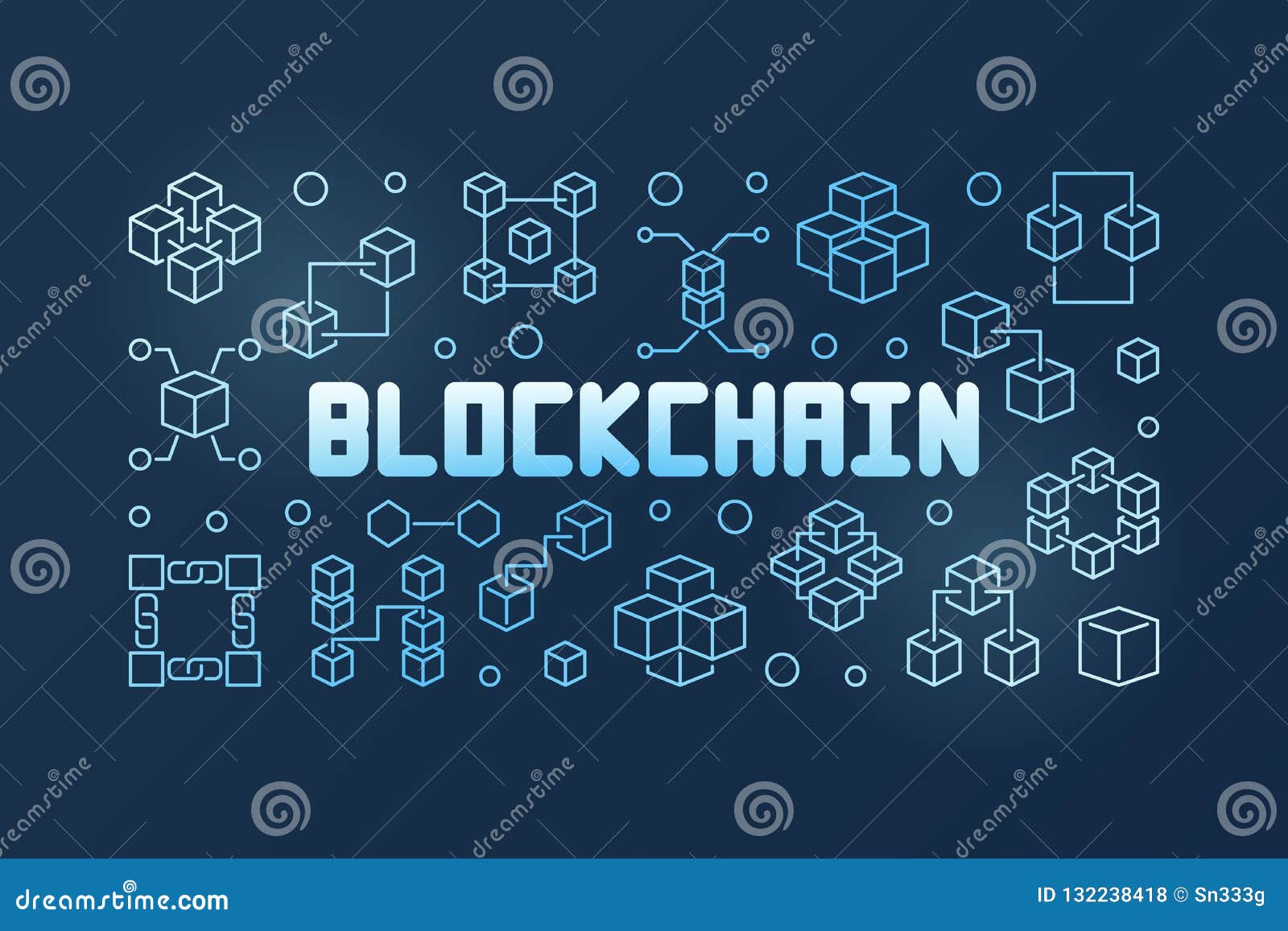 Blockchain Technology Blue Outline Banner. Vector Illustration Stock ... Blockchain Technology Blue Outline Banner. Vector Illustration Stock ...