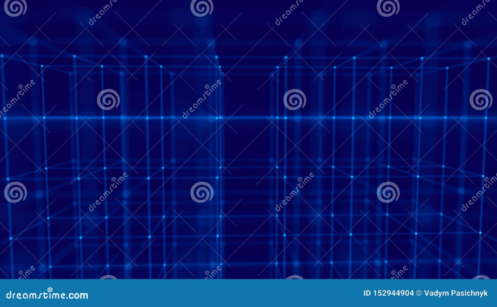 Blockchain Technology Concept. Big Data Visualization. 3D Blue ...