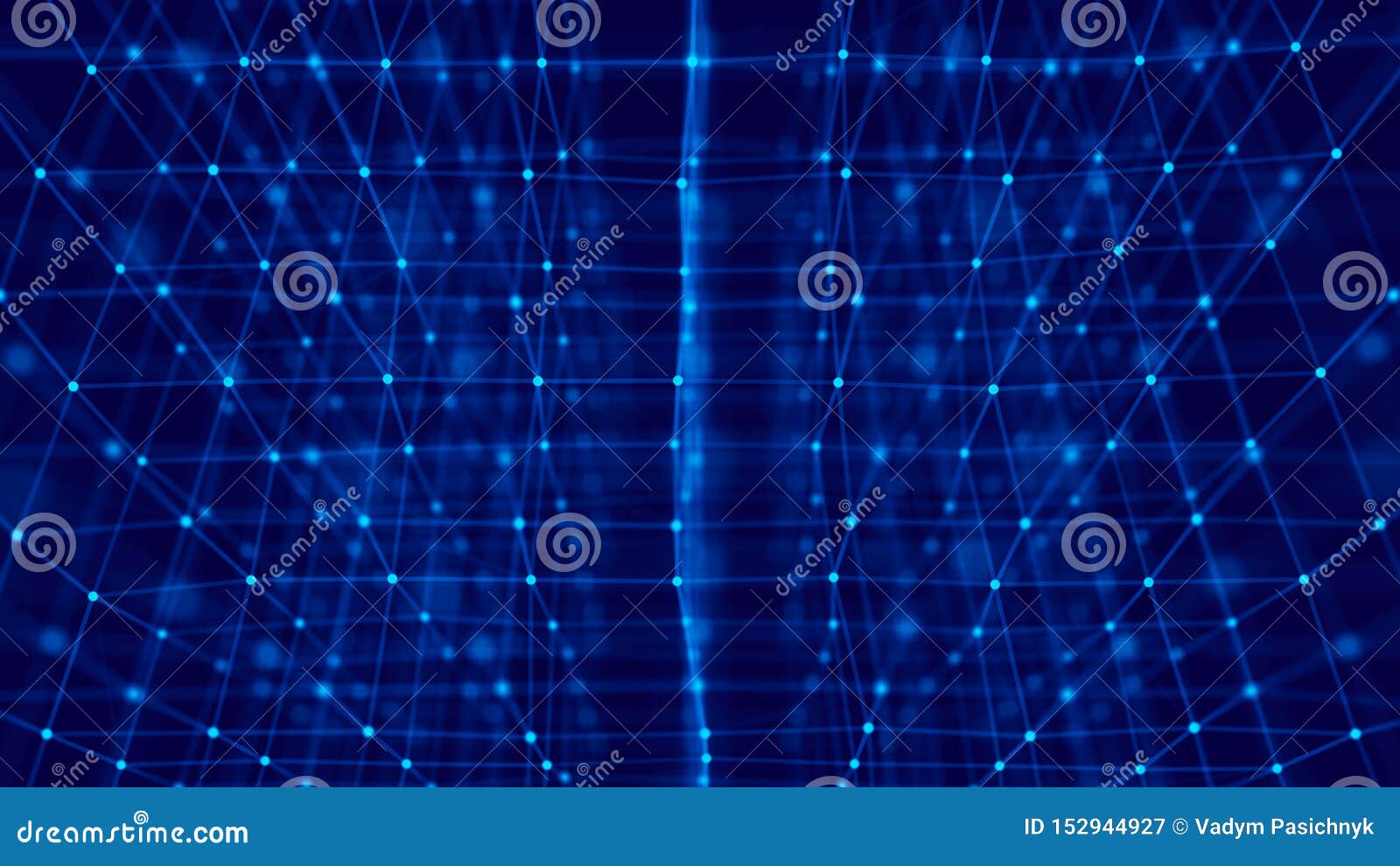 Blockchain Technology Concept. Big Data Visualization. 3D Blue ...