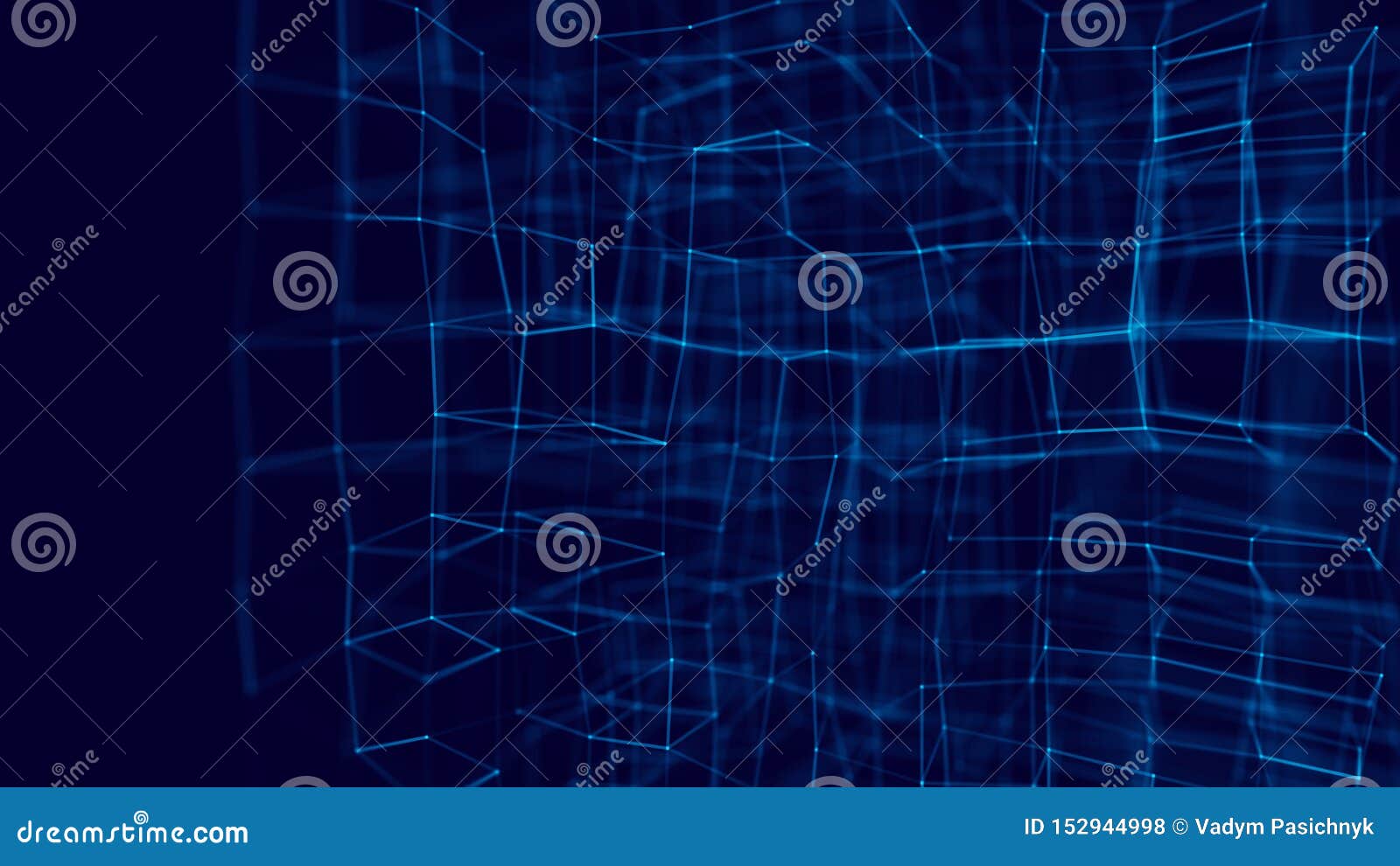 Blockchain Technology Concept. Big Data Visualization. 3D Blue ...