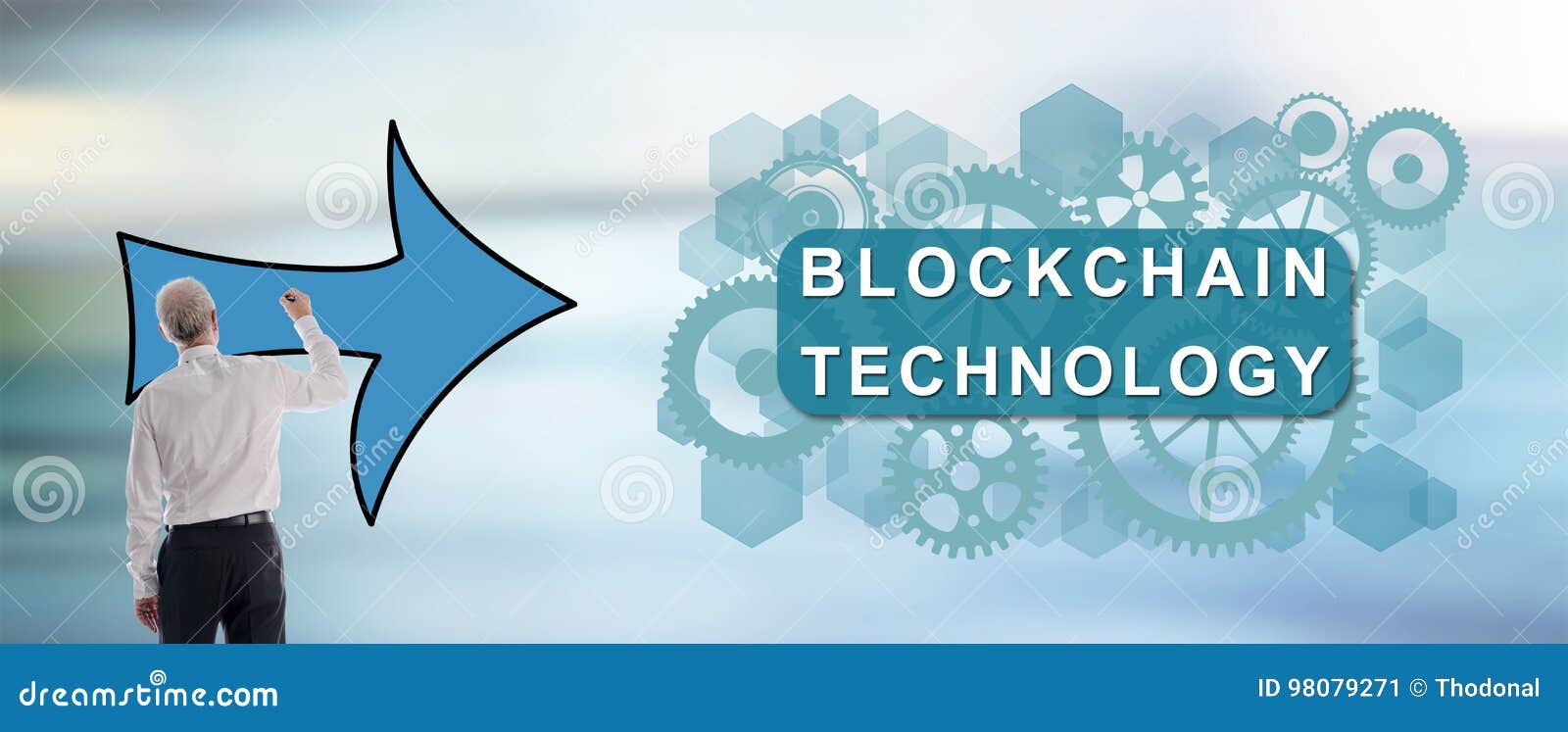 Blockchain Technology Concept Drawn by a Man Stock Image - Image of ...