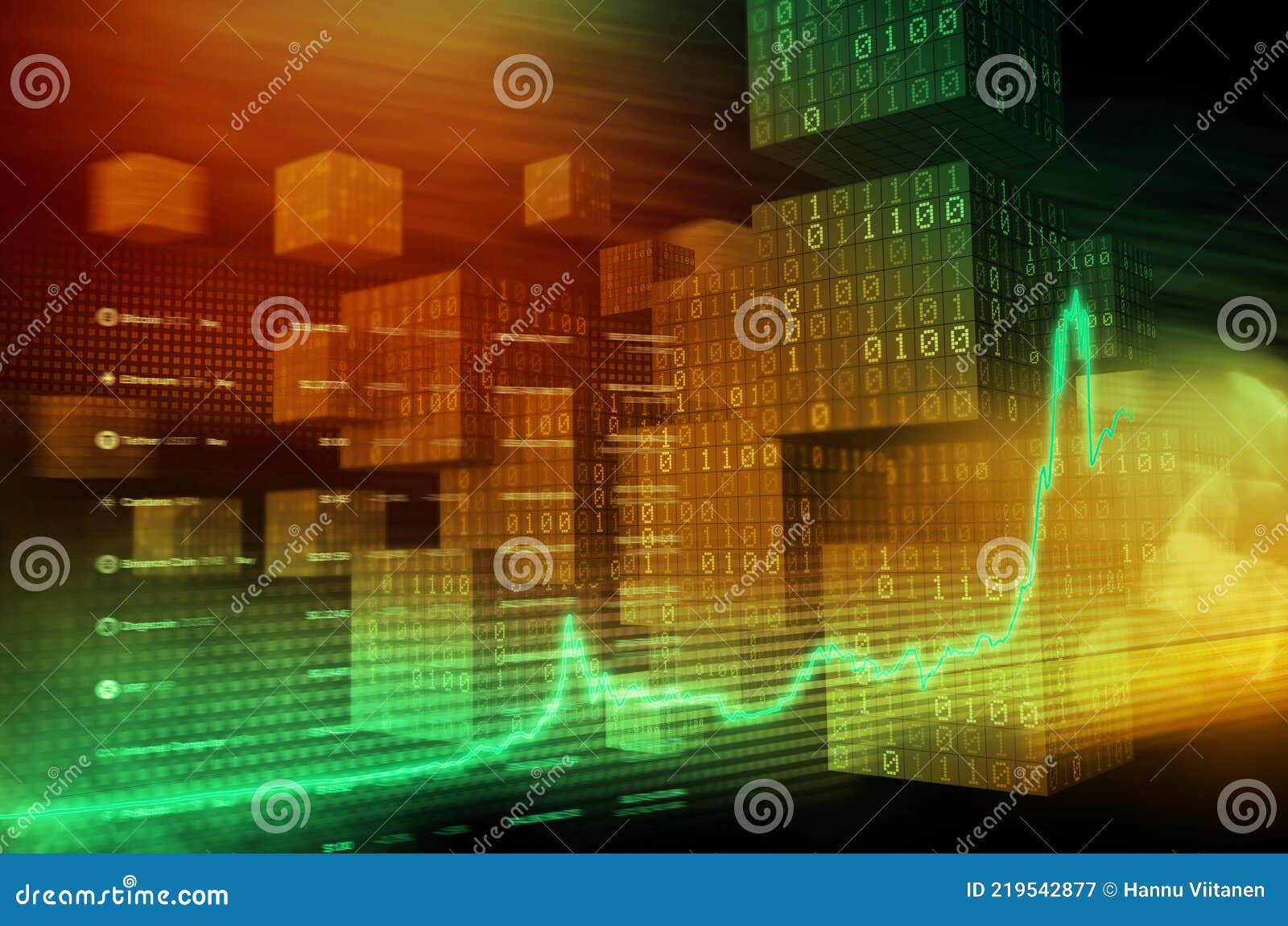 Blockchain Technology Cryptocurrency Values Stats Chart 3D Concept ...