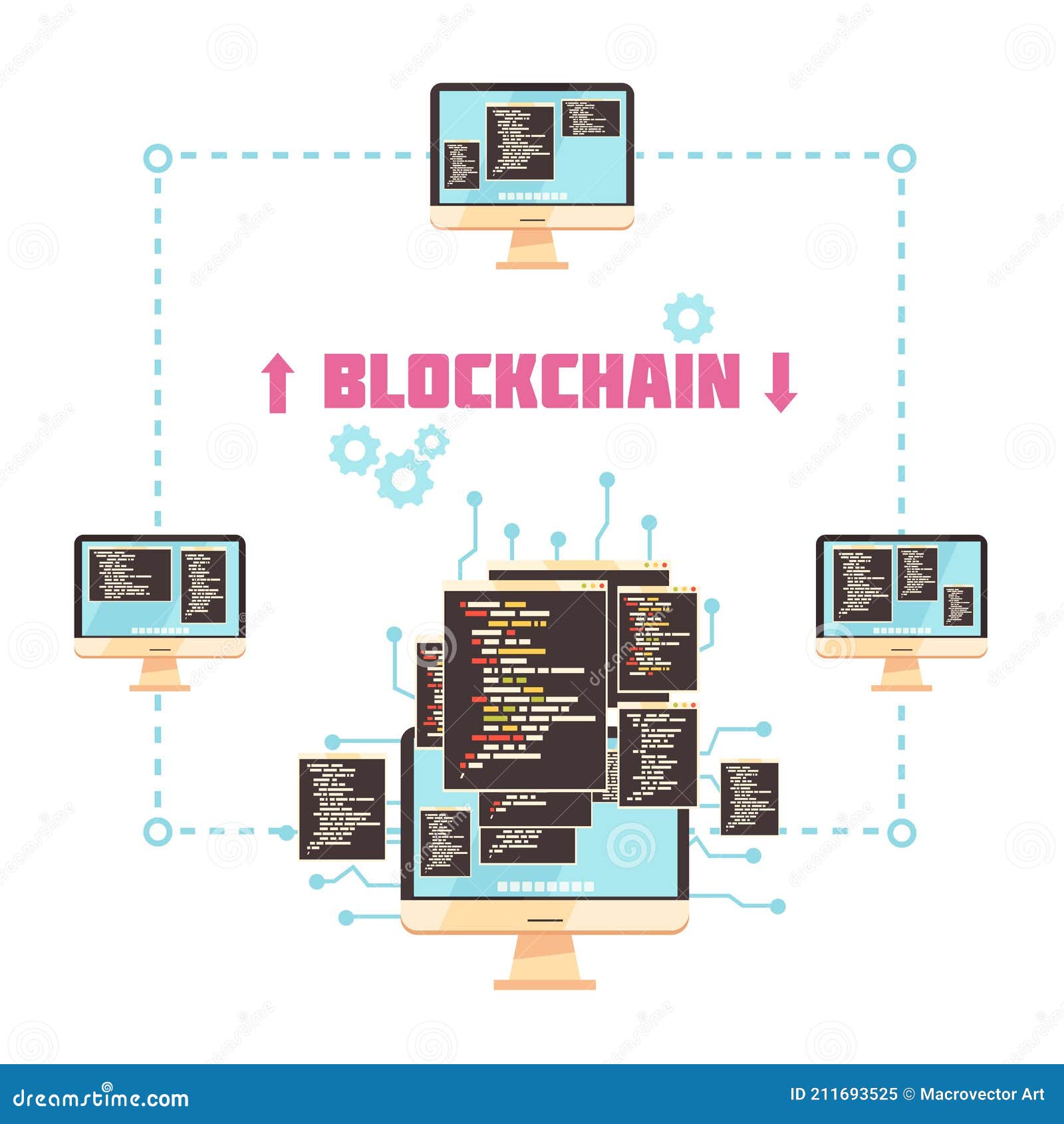 Blockchain Technology Design Concept Stock Vector - Illustration of ...