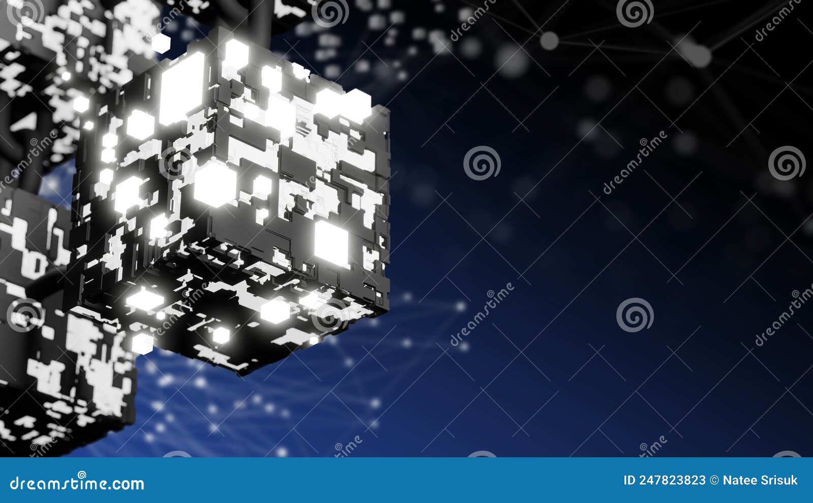 Blockchain Technology Design 3D Render Stock Illustration ...