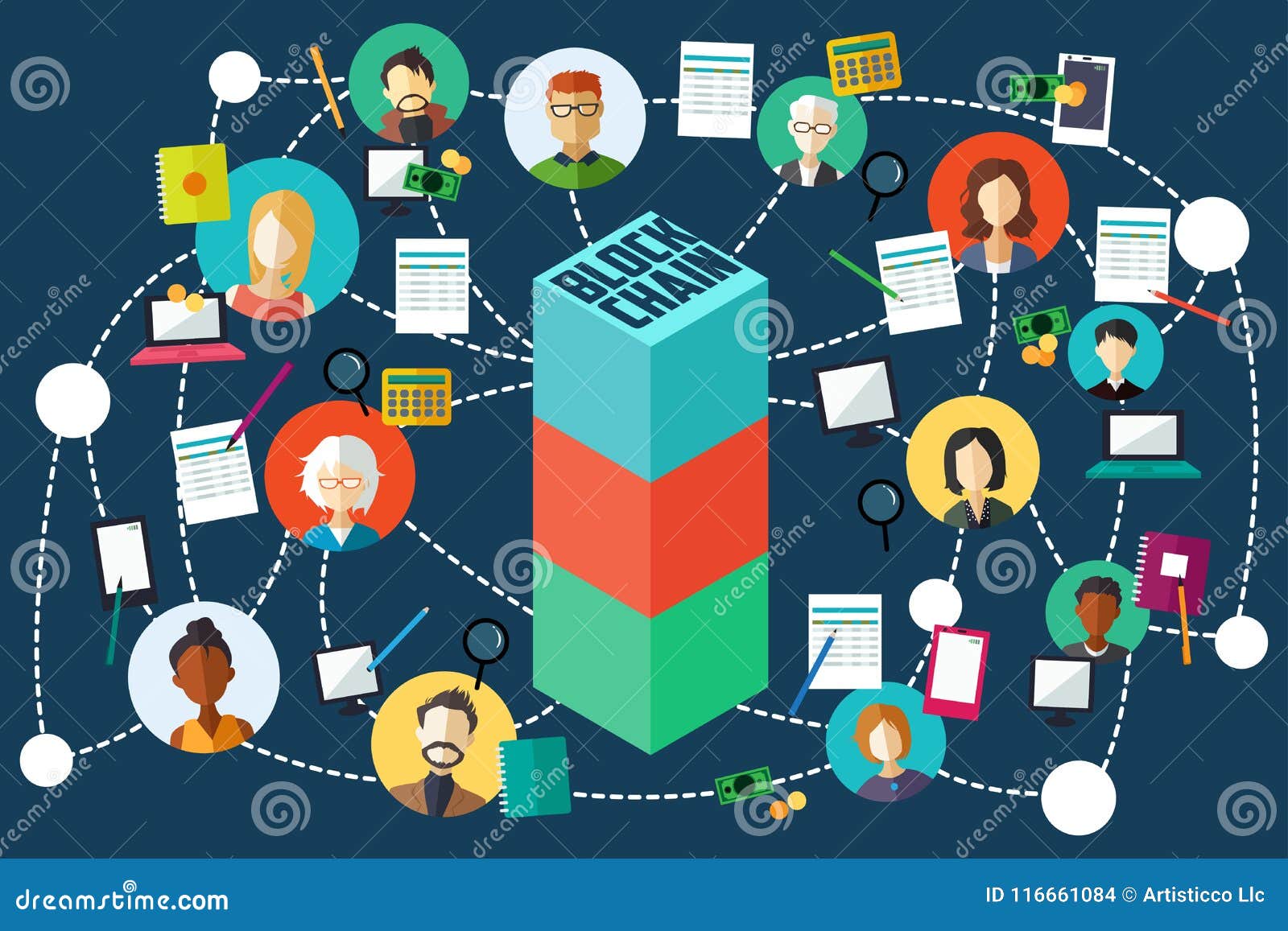 Blockchain Technology Illustration Stock Vector - Illustration of ...