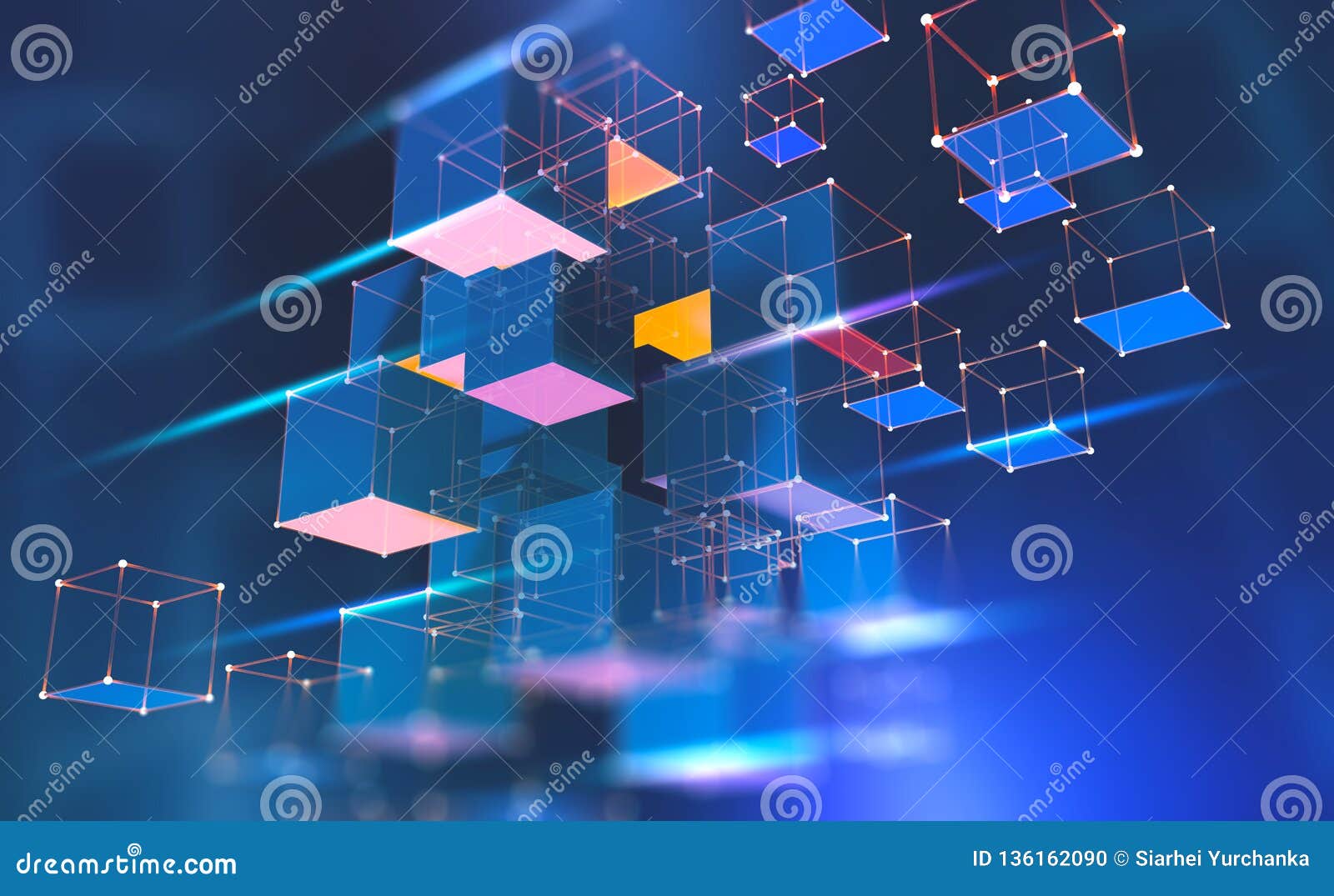 Information Blocks In The Data Stream. Big Data Concept. Quantum ...