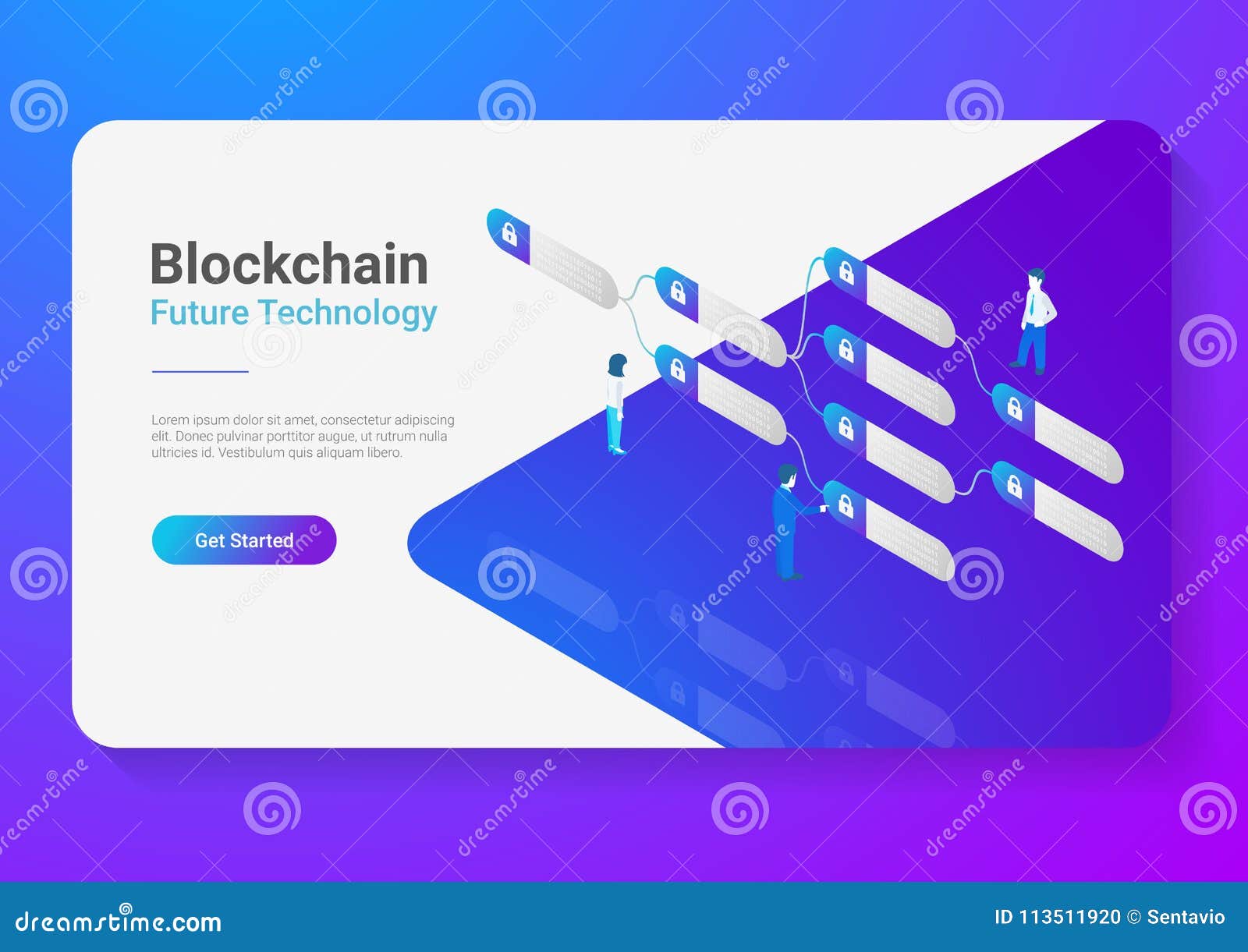 Blockchain Technology Isometric Flat Vector Illustration Concept ...