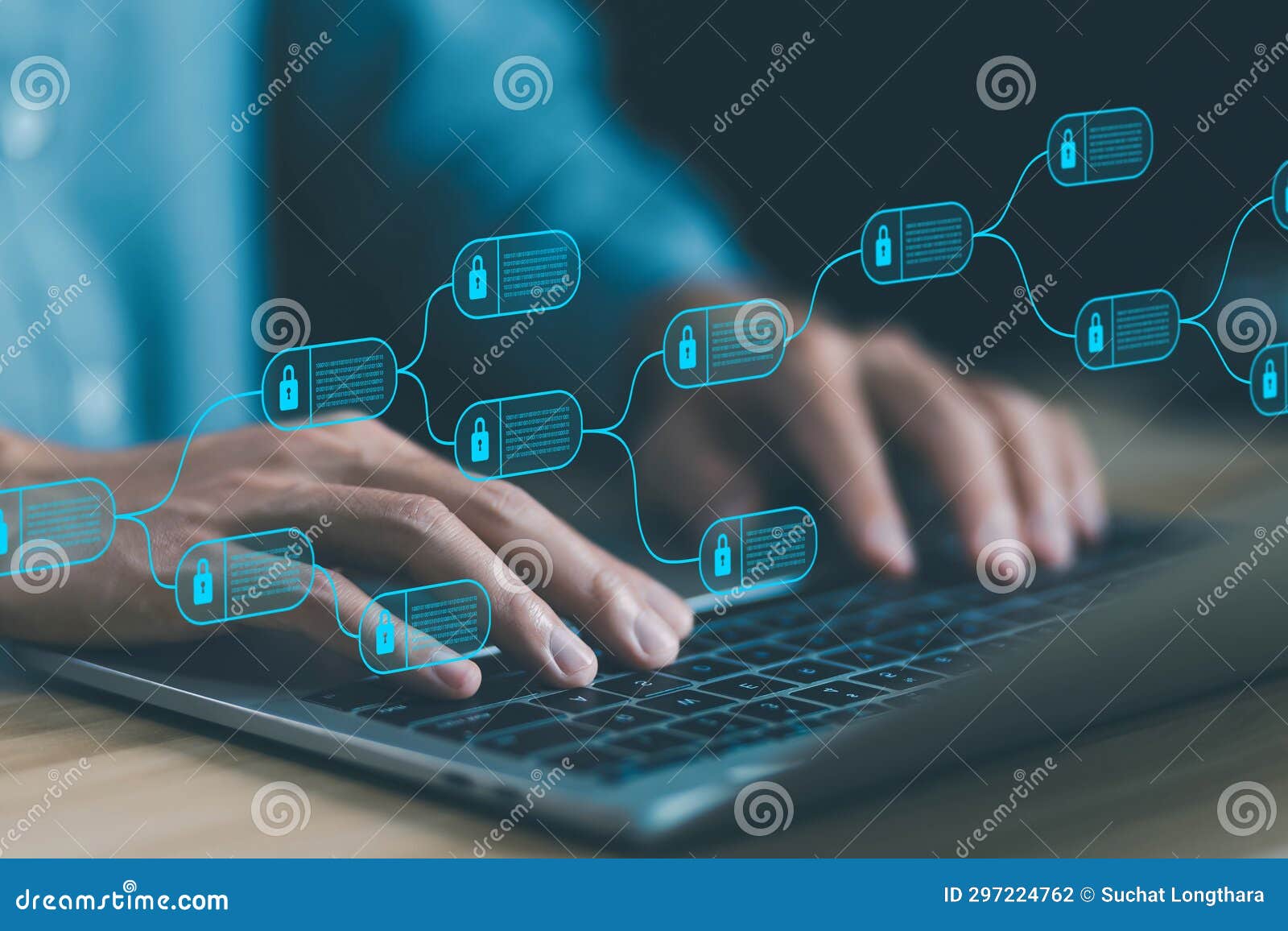 Blockchain Technology Ledger Data Algorithm Linked Together in a Chain. the System Payments and ...