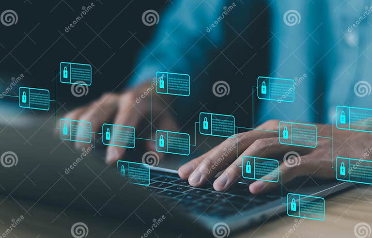 Blockchain Technology Ledger Data Algorithm Linked Together in a Chain. the System Payments and ...