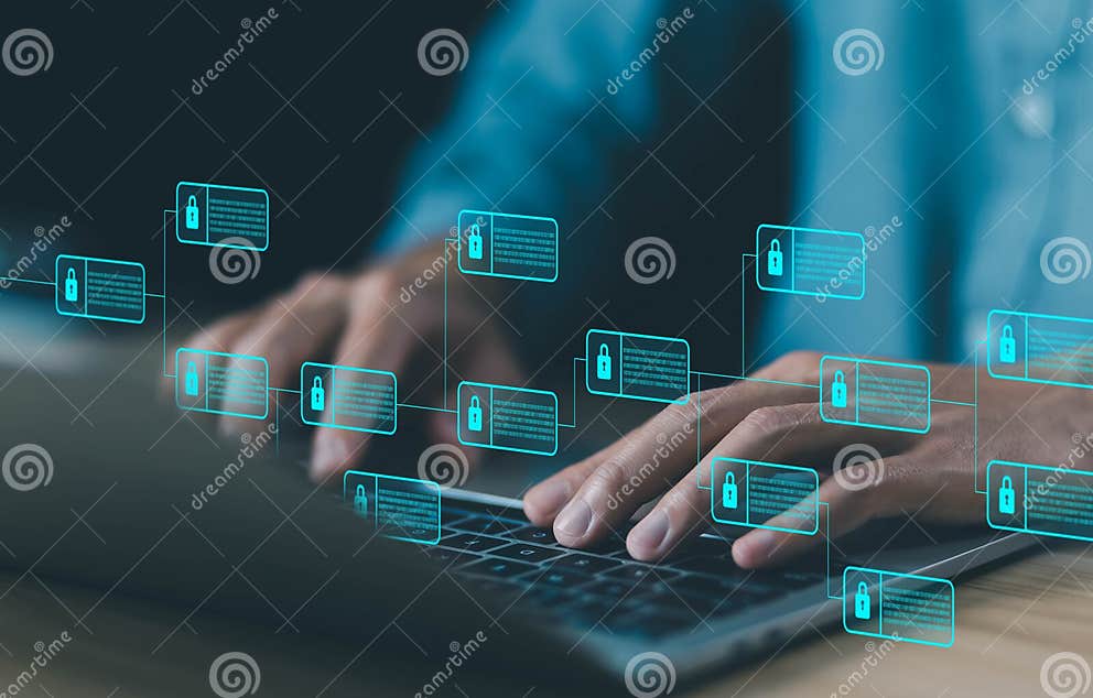 Blockchain Technology Ledger Data Algorithm Linked Together in a Chain. the System Payments and ...