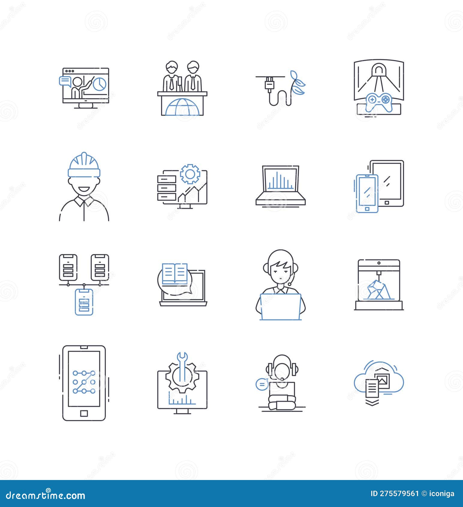 Blockchain Technology Line Icons Collection. Decentralized, Immutable ...