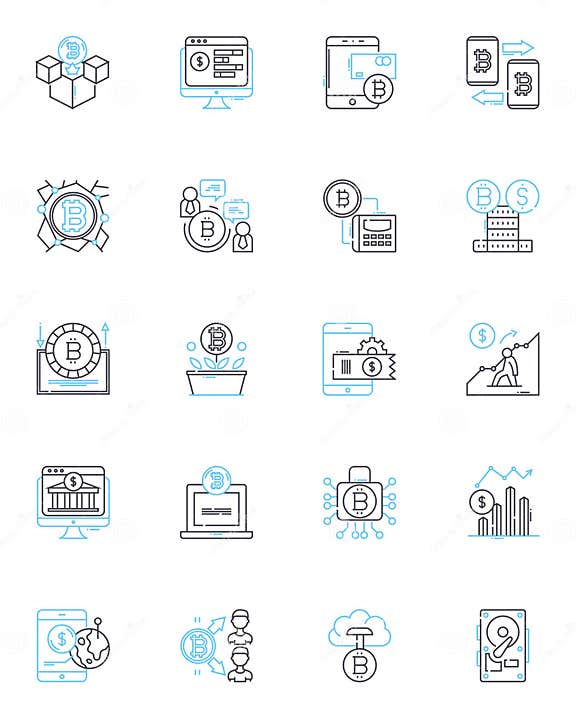 Blockchain Technology Linear Icons Set. Decentralization ...