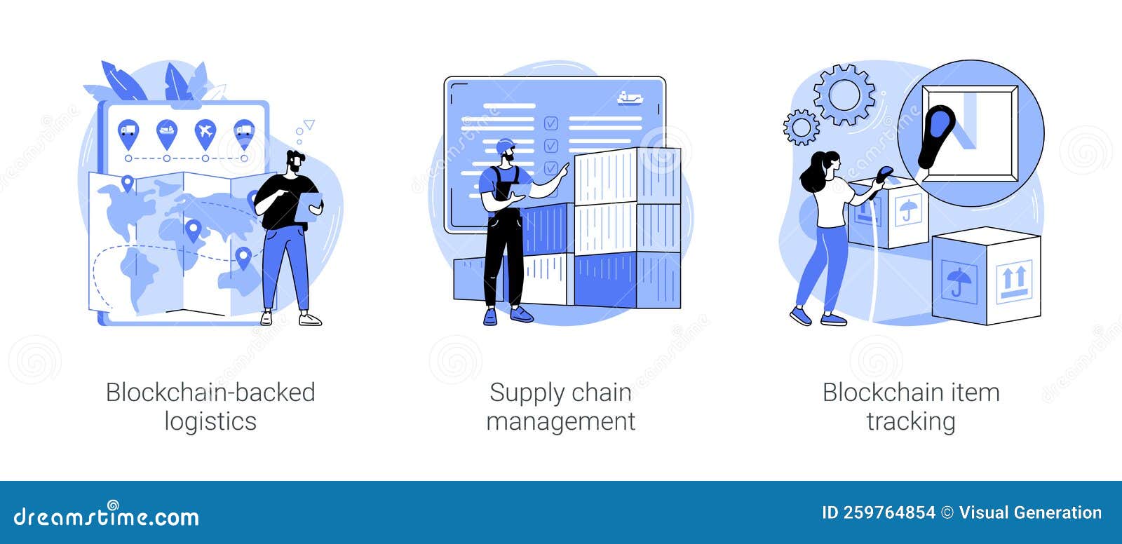 Blockchain Technology in Logistics Isolated Cartoon Vector ...
