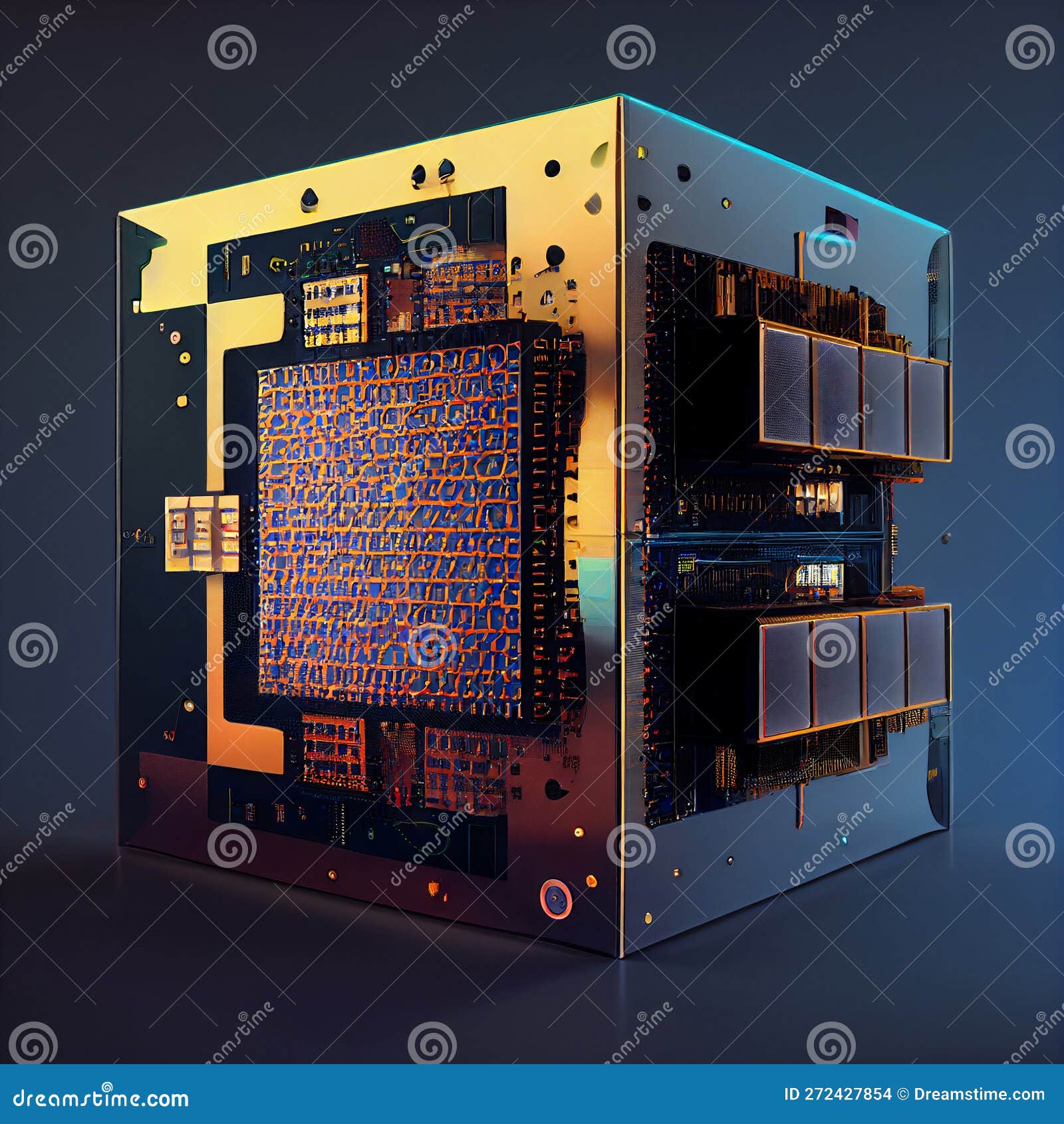 Blockchain Technology. Quantum Computer Stock Illustration ...